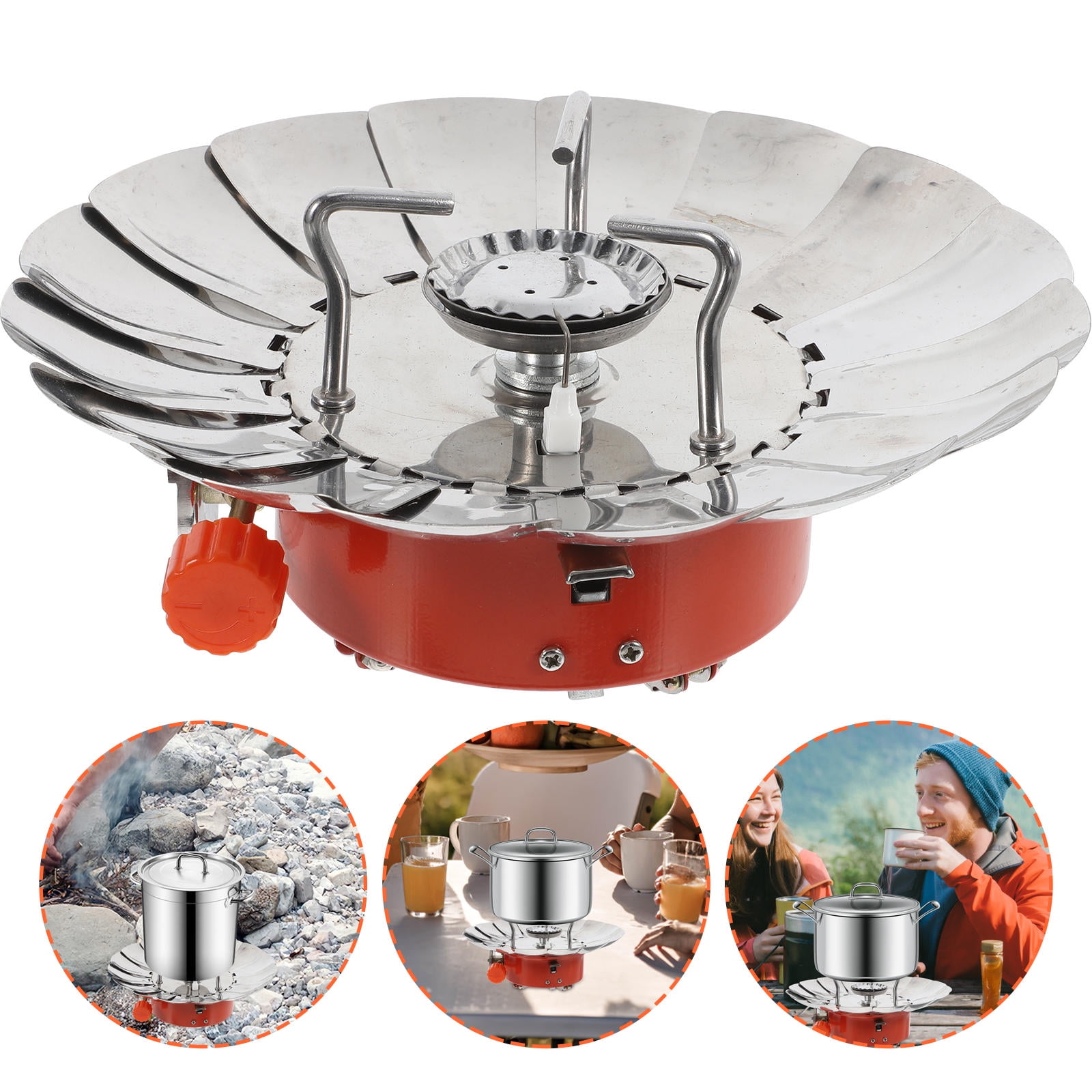 Pretyzoom Windproof Gas Stove Lotus Shape Silver Efficient for Picnic ...