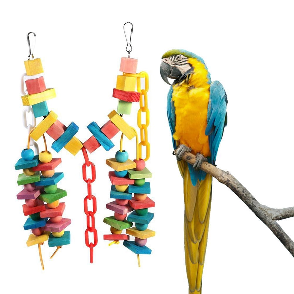Pretyzoom Parakeet Chew Toys Assorted Color Wooden Blocks Balance ...