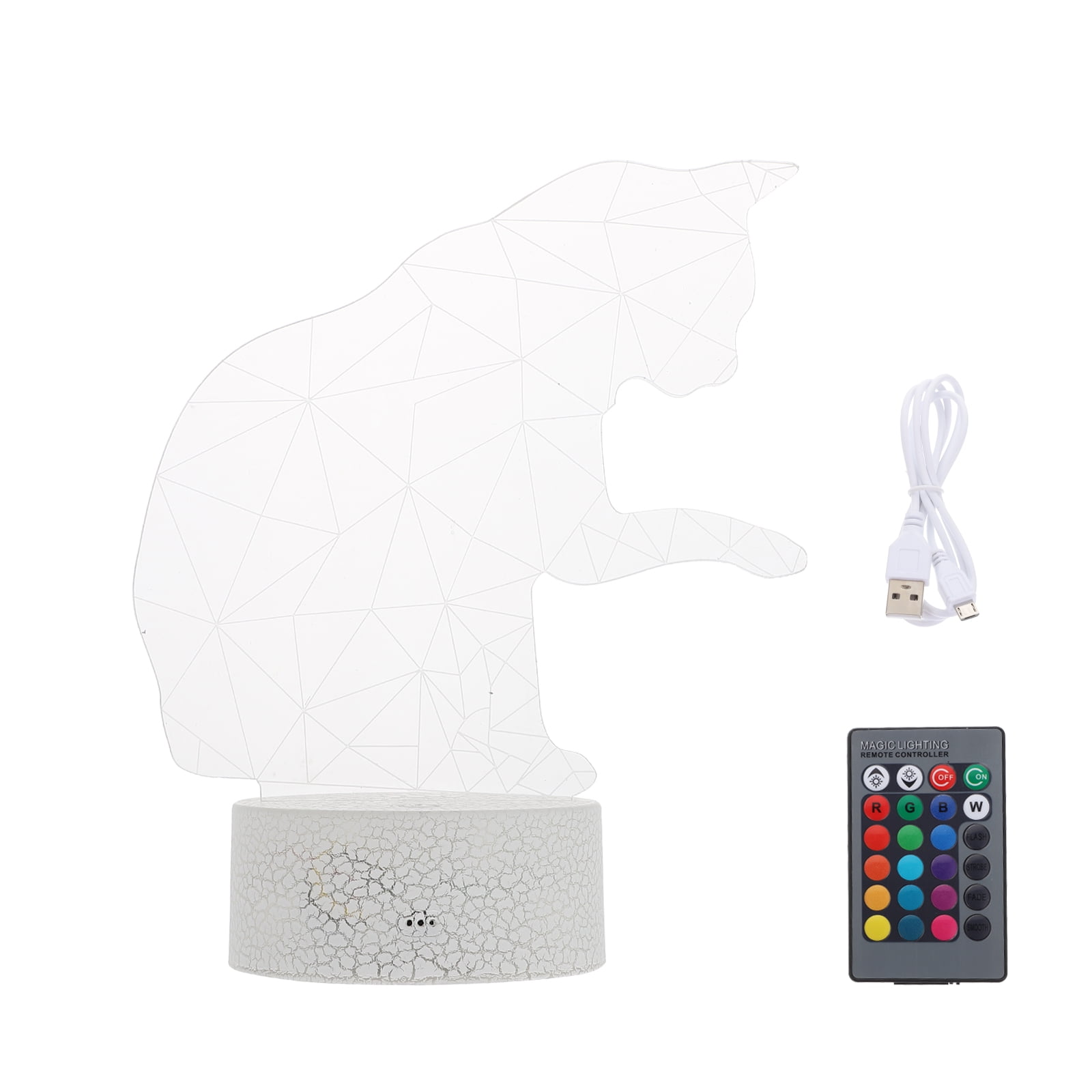 Pretyzoom Remote Controlled Night Light 3D Cat Shape Acrylic Pp Button ...