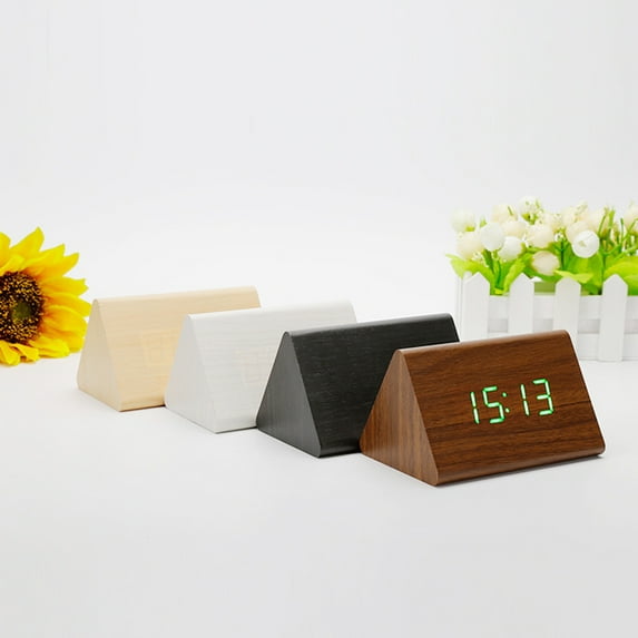 Pretyzoom Wooden Digital Clock Classical Alarm Clock with Sound Control ...