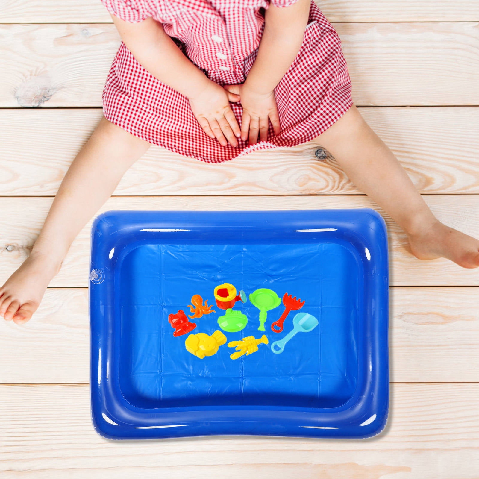 Pretyzoom Easy Clean Inflatable Sandbox in Blue with Thick PVC Material ...