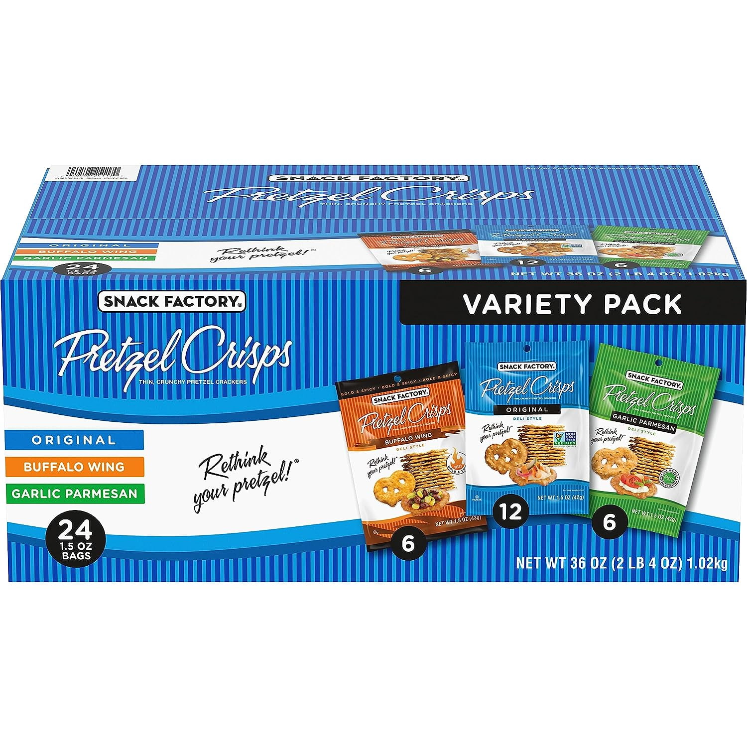 Pretzel Crisps Variety Pack, Individual 1.5 Ounce (Pack of 24 ...