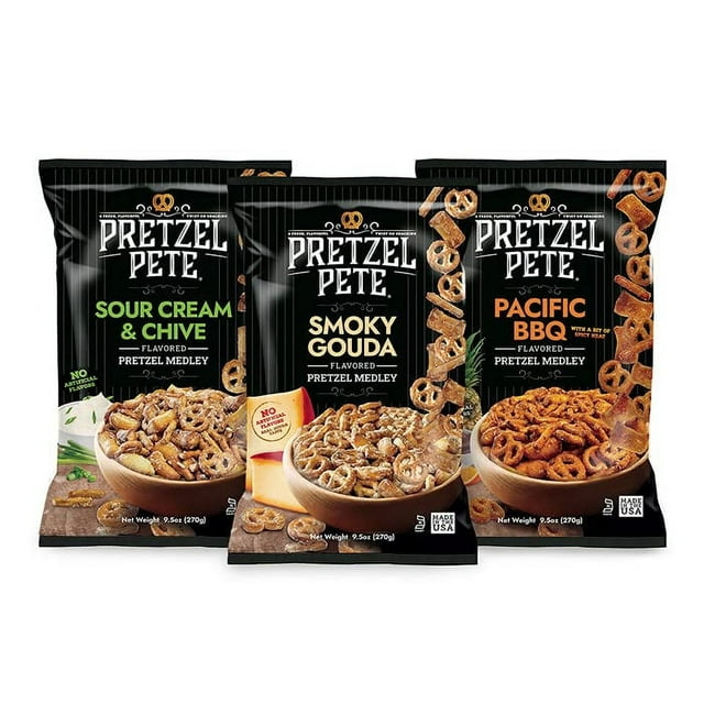 Pretzel Pete Variety Pack Seasoned Pretzel Medley, Sour Cream Chive ...