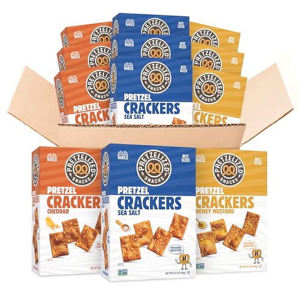 Pretzelized Pretzel Cracker 12 Pack Variety - Sea Salt, Cheddar, Honey ...
