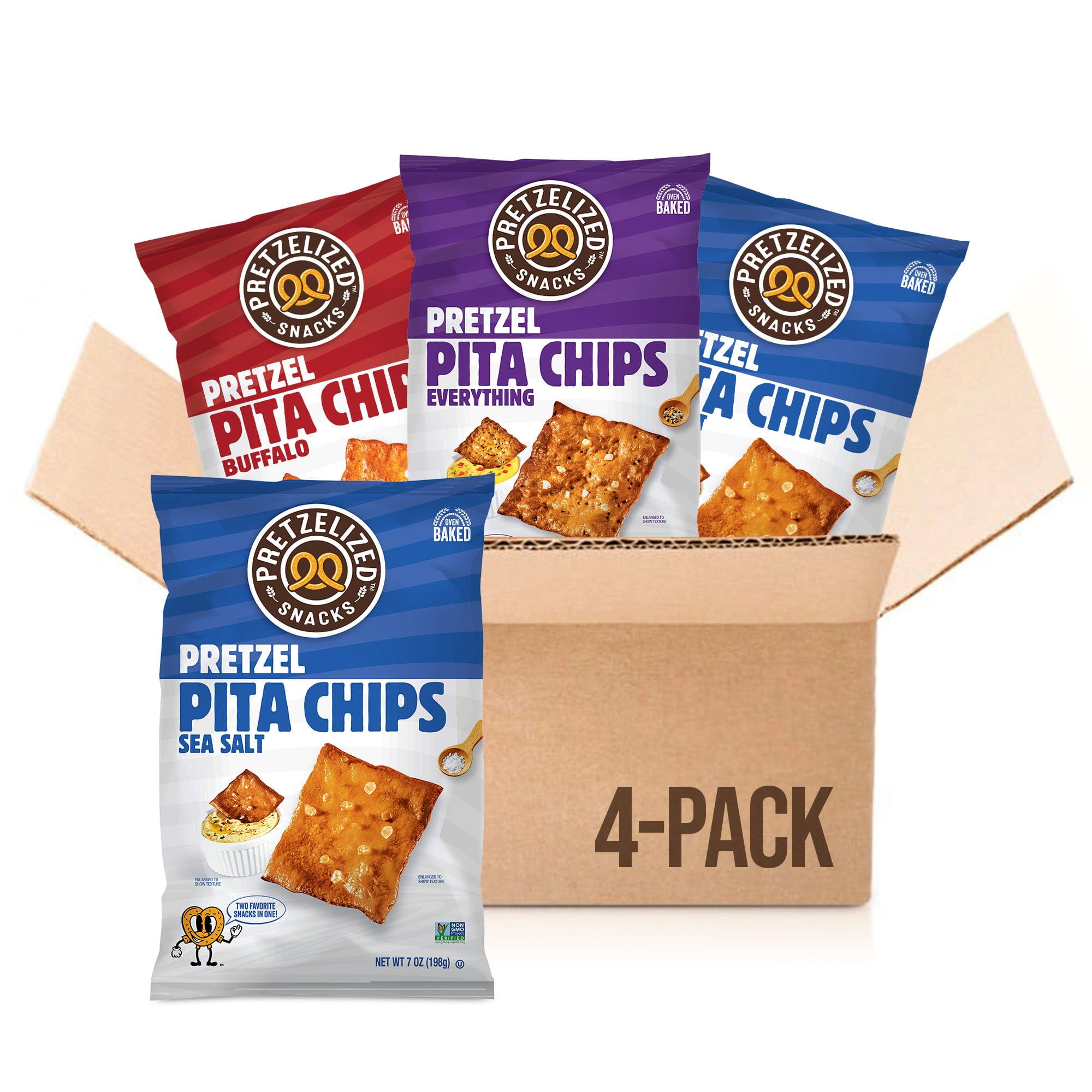 Pretzelized Pretzel Pita 4 TGF4 Pack Variety Pack - Sea Salt ...