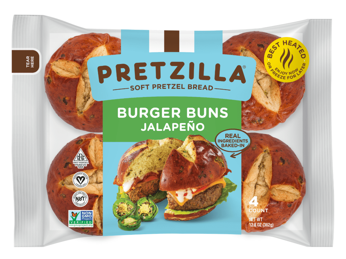 Pretzilla Soft Pretzel Buns, Jalapeño, 4 pk, 12.8oz - Walmart.com