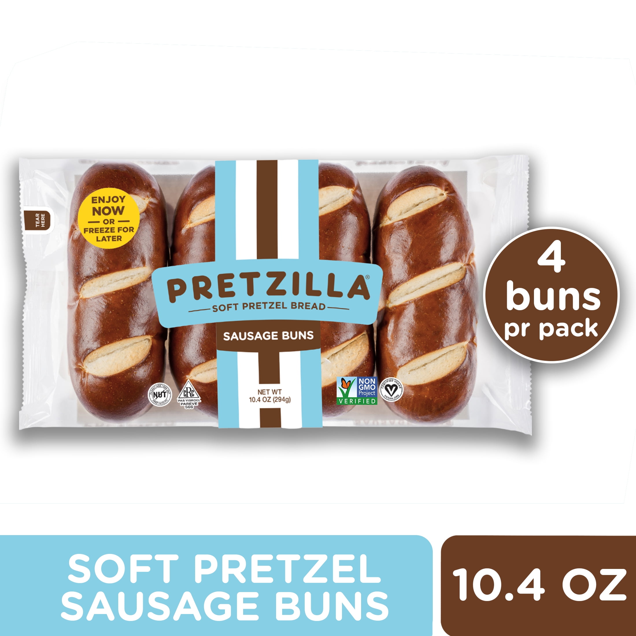 Pretzilla® Soft Pretzel Sausage Buns (10.4oz, 4 count) - Walmart.com