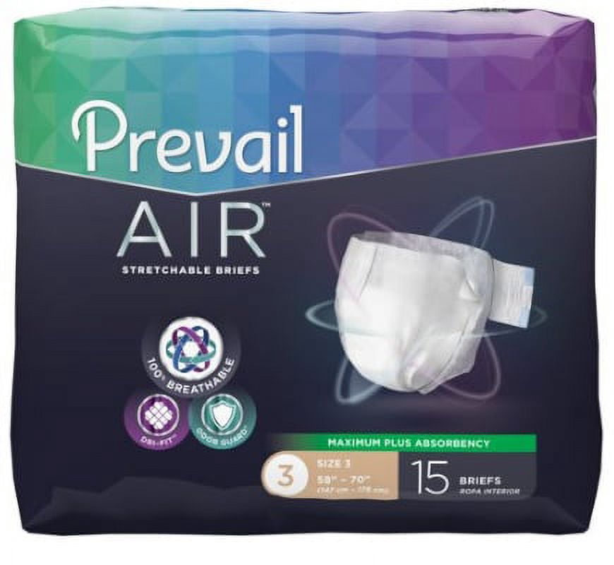 Prevail AIR Brief, Size 3, Stretchable Breathable Brief, AIR-014 - Pack ...