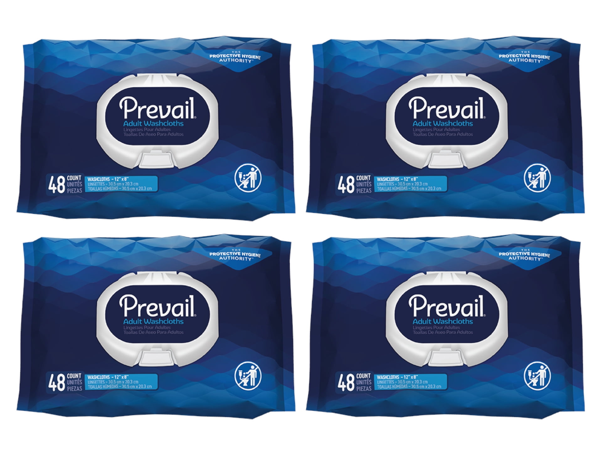 Prevail Adult Wipes, Enriched Washcloth Wet Wipes, 12" x 8", 48 Count ...