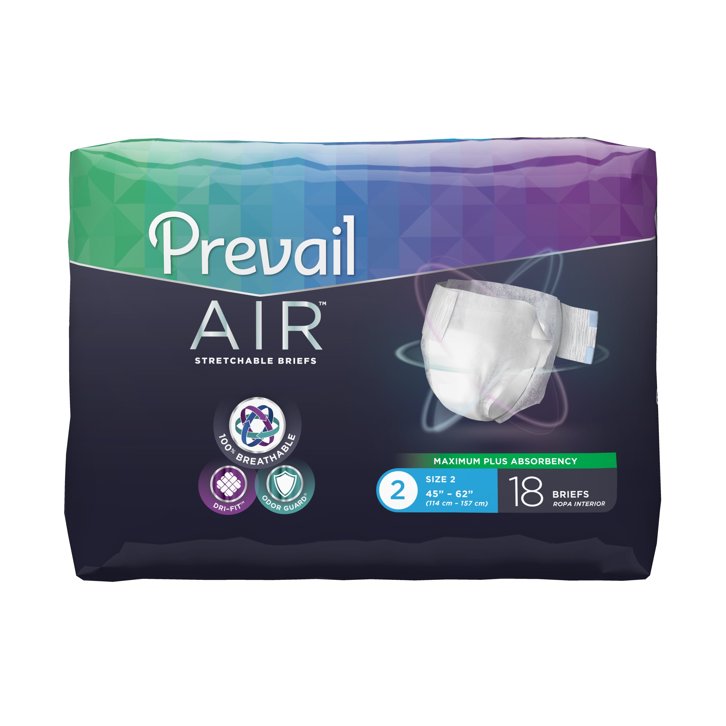 Prevail Air Briefs AIR-013 Size 2 Large 45 to 62 Inch Waist Bag of 18 ...