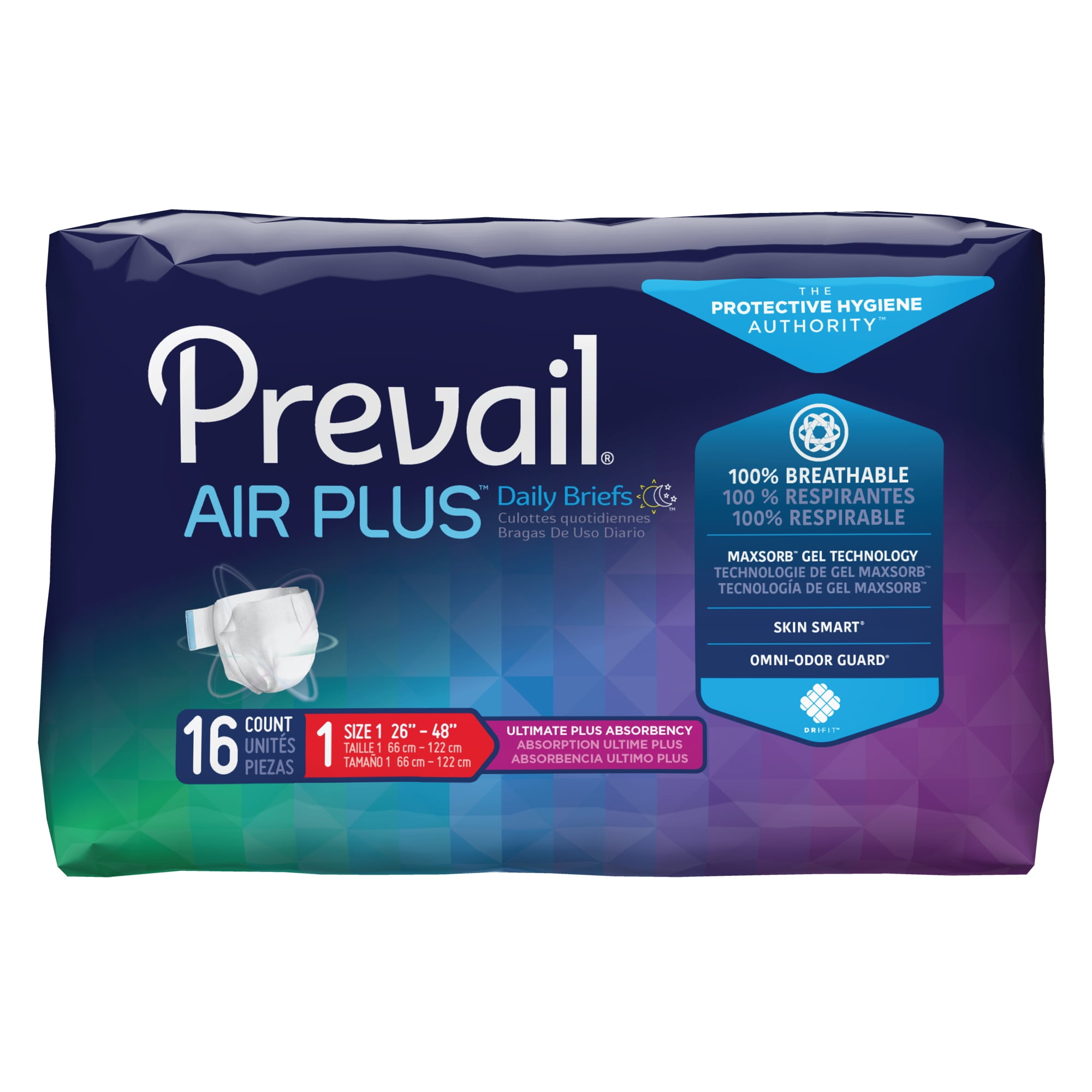 Prevail Air Plus Adult Incontinence Brief 1 Heavy Absorbency Breathable ...