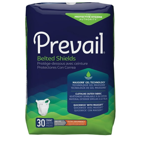 Prevail Belted Shields Extra Absorbency Incontinence Shields, One Size ...
