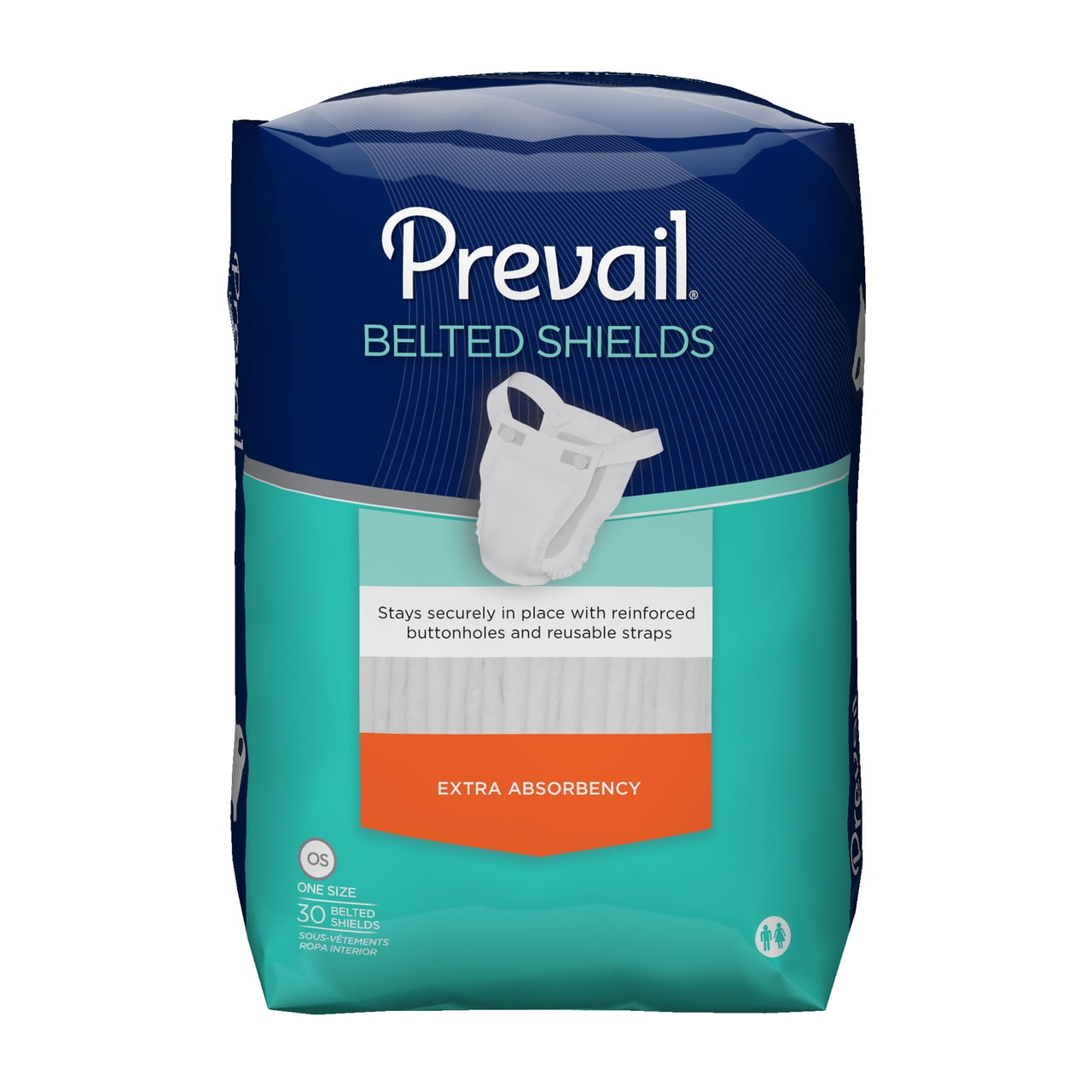 Prevail Incontinence Belted Shields, Unisex One Size Fits Most - Pack ...
