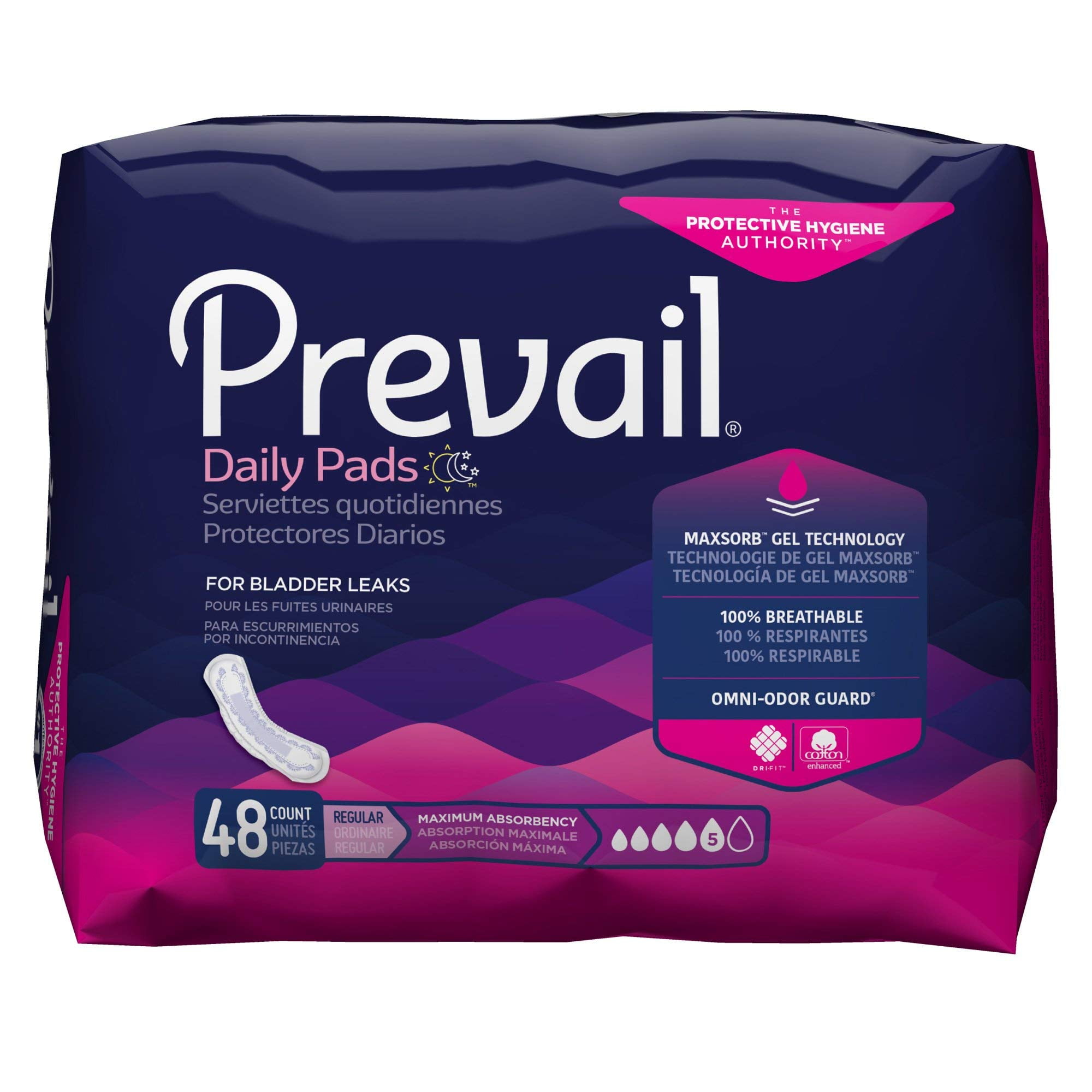 Prevail Bladder Control Pads, Breathable AirMax Layer, Maximum ...