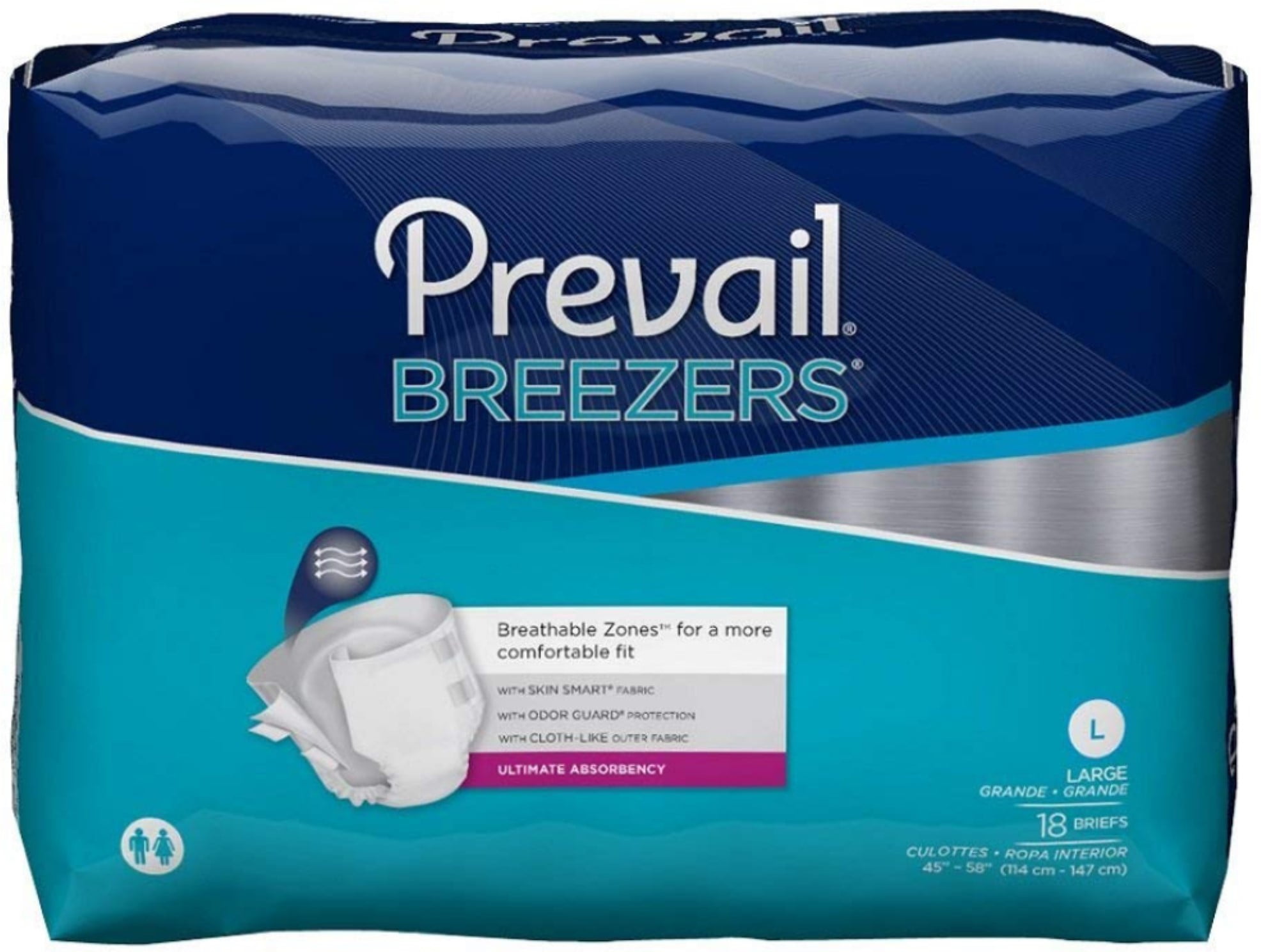Prevail Breezers Adult Briefs Large 18 Each - (Pack of 3) - Walmart.com