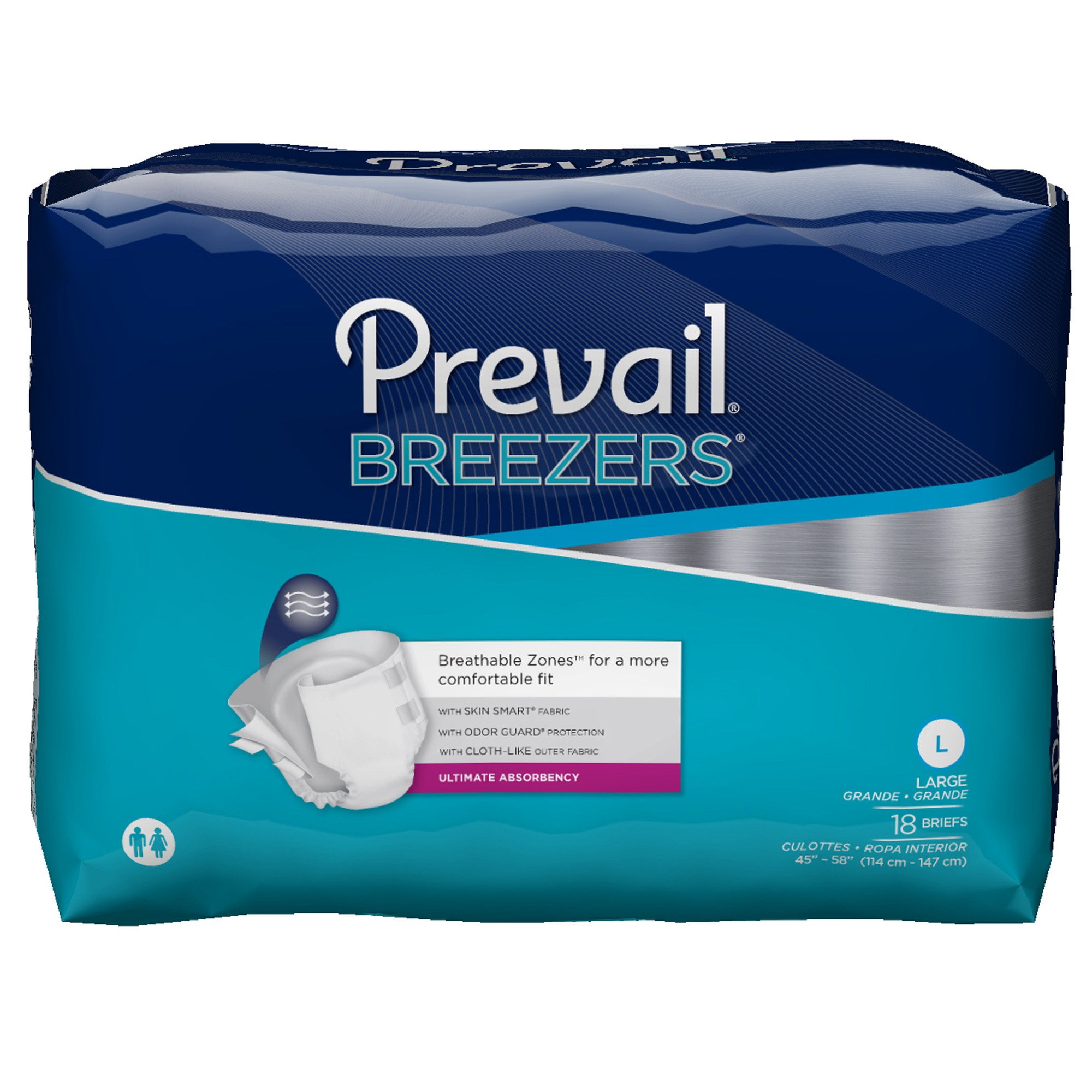 Prevail Breezers Briefs, Incontinence, Disposable, Ultimate Absorbency ...