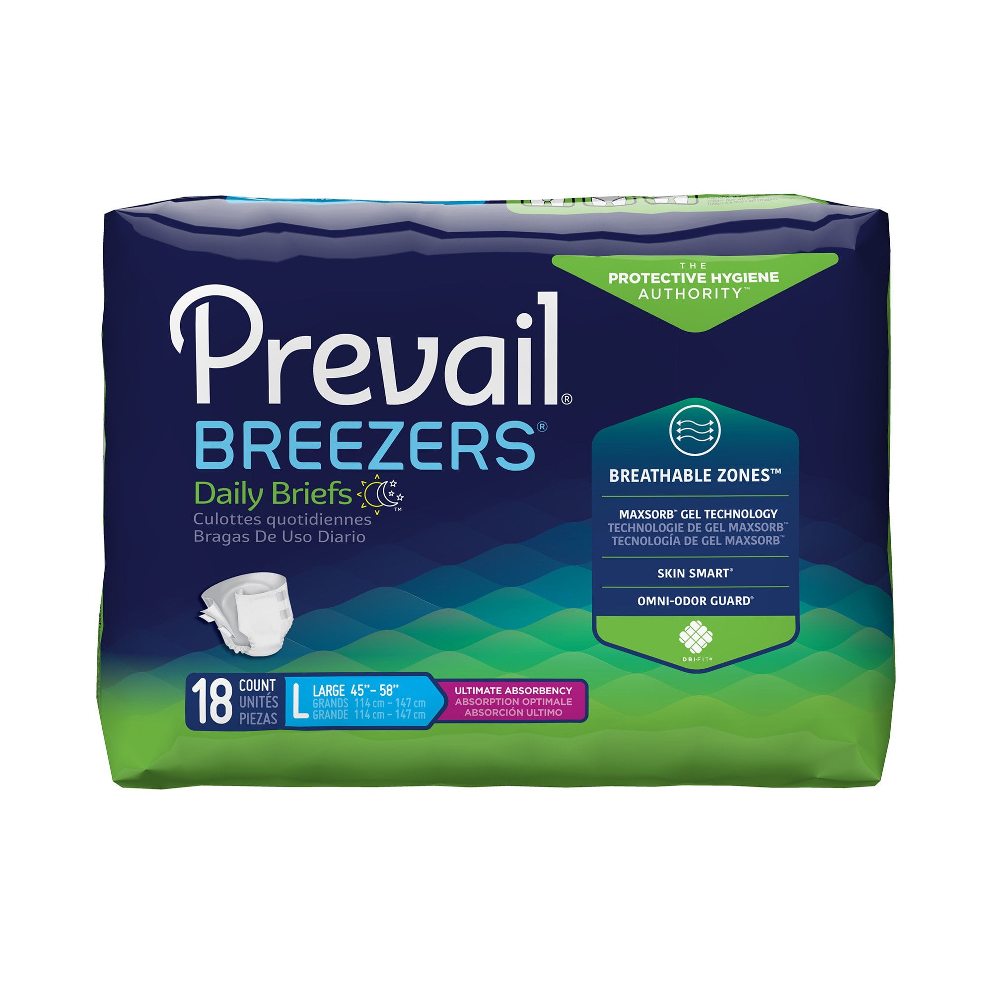 Prevail Breezers Briefs, Disposable Adult Diapers, Large - Ultimate ...