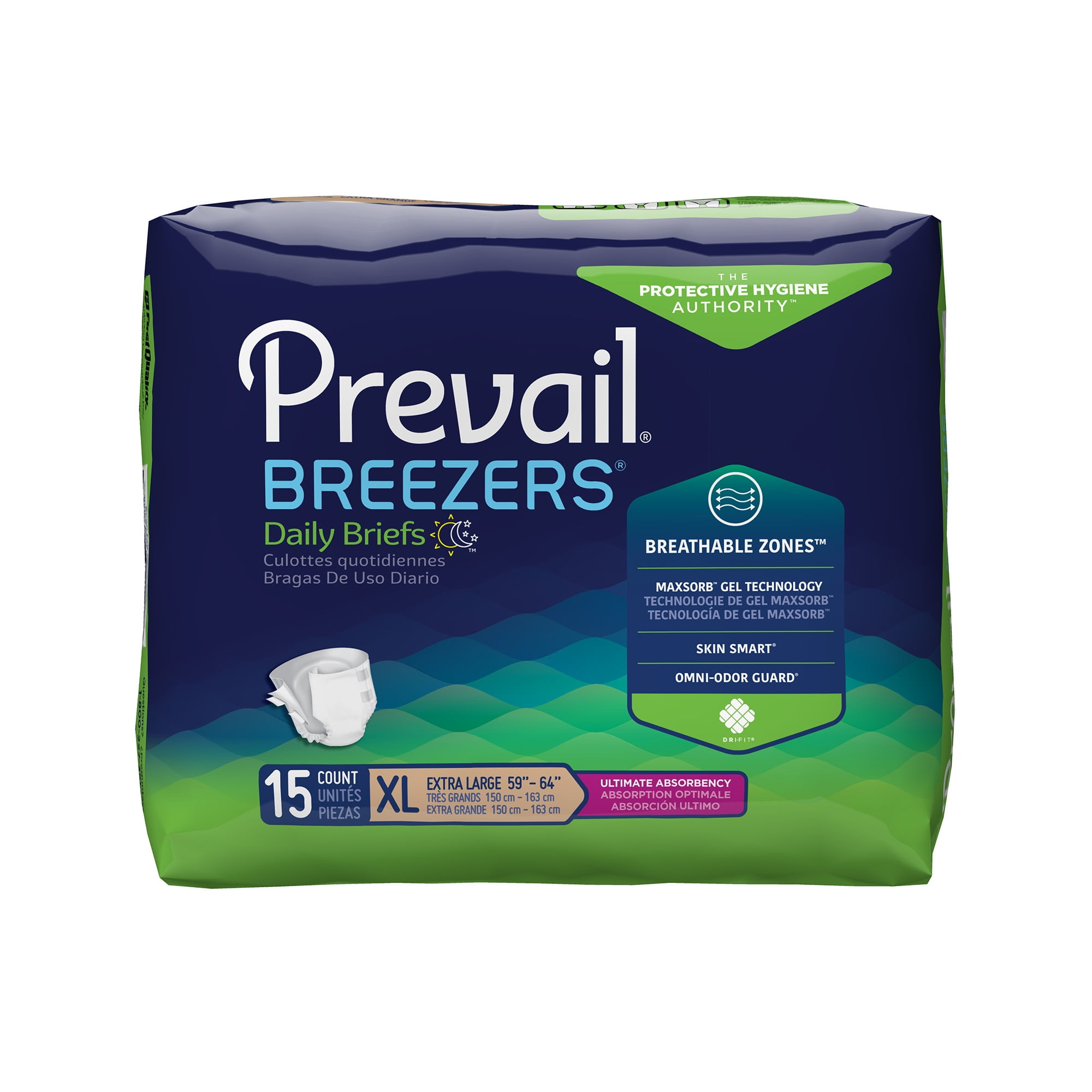 Prevail Breezers Adult Diaper, XL, Ultimate Absorbency, Disposable, 60 ...