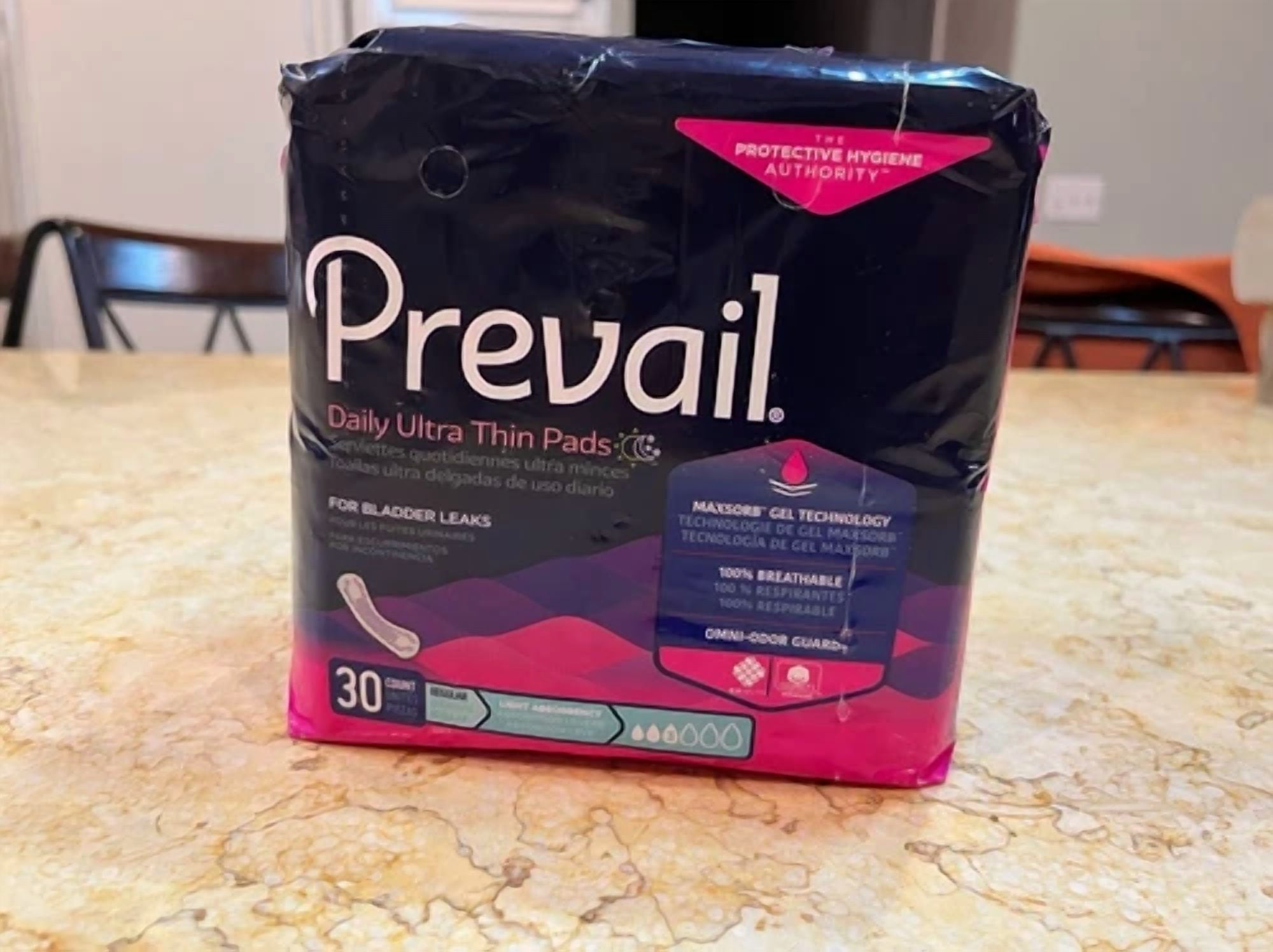 Prevail Daily Ultra Thin Pad Regular Length Ultra Light Thin 30 Ct Pack ...