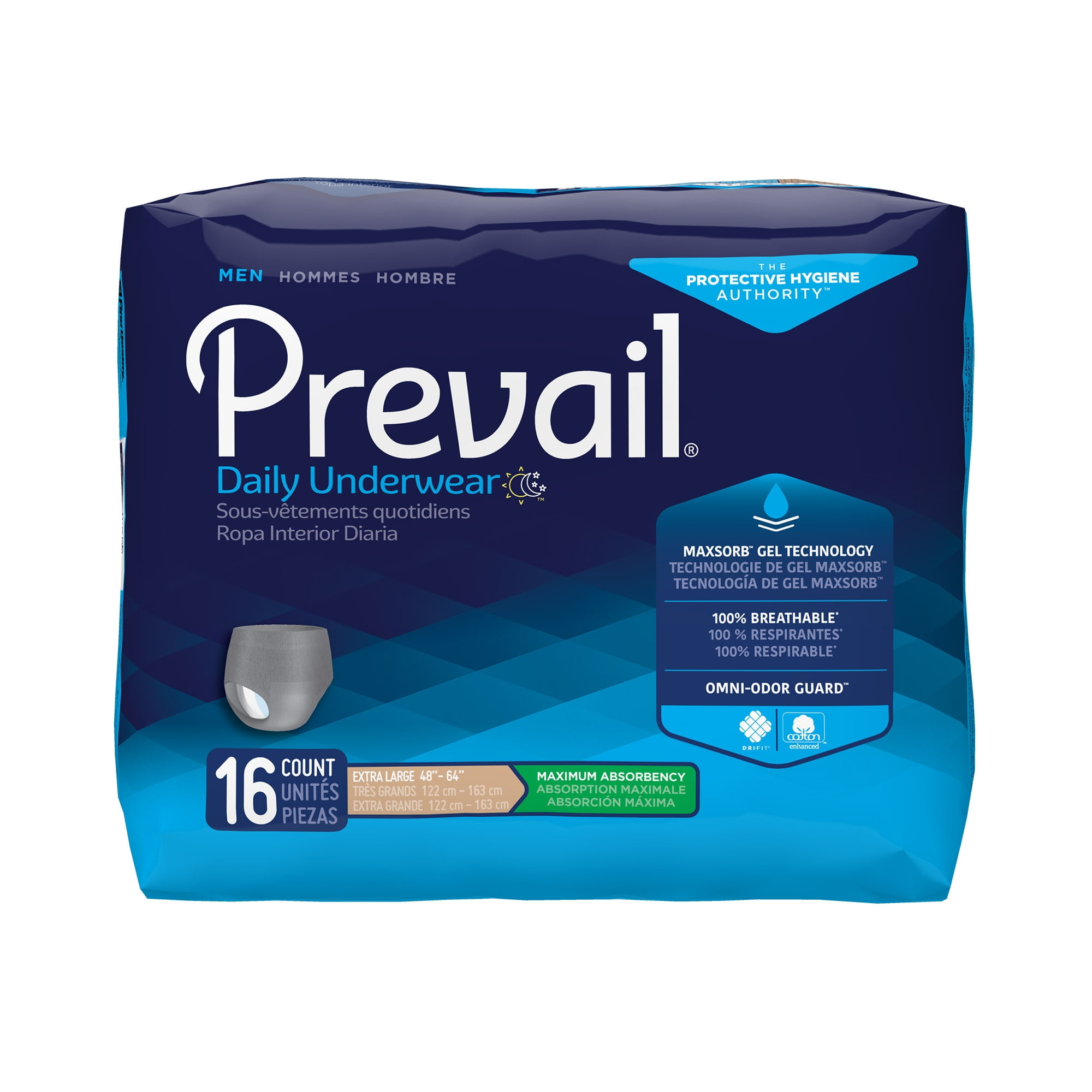 Prevail Daily XL Adult Underwear, Heavy Absorbency Pull On Air Briefs ...