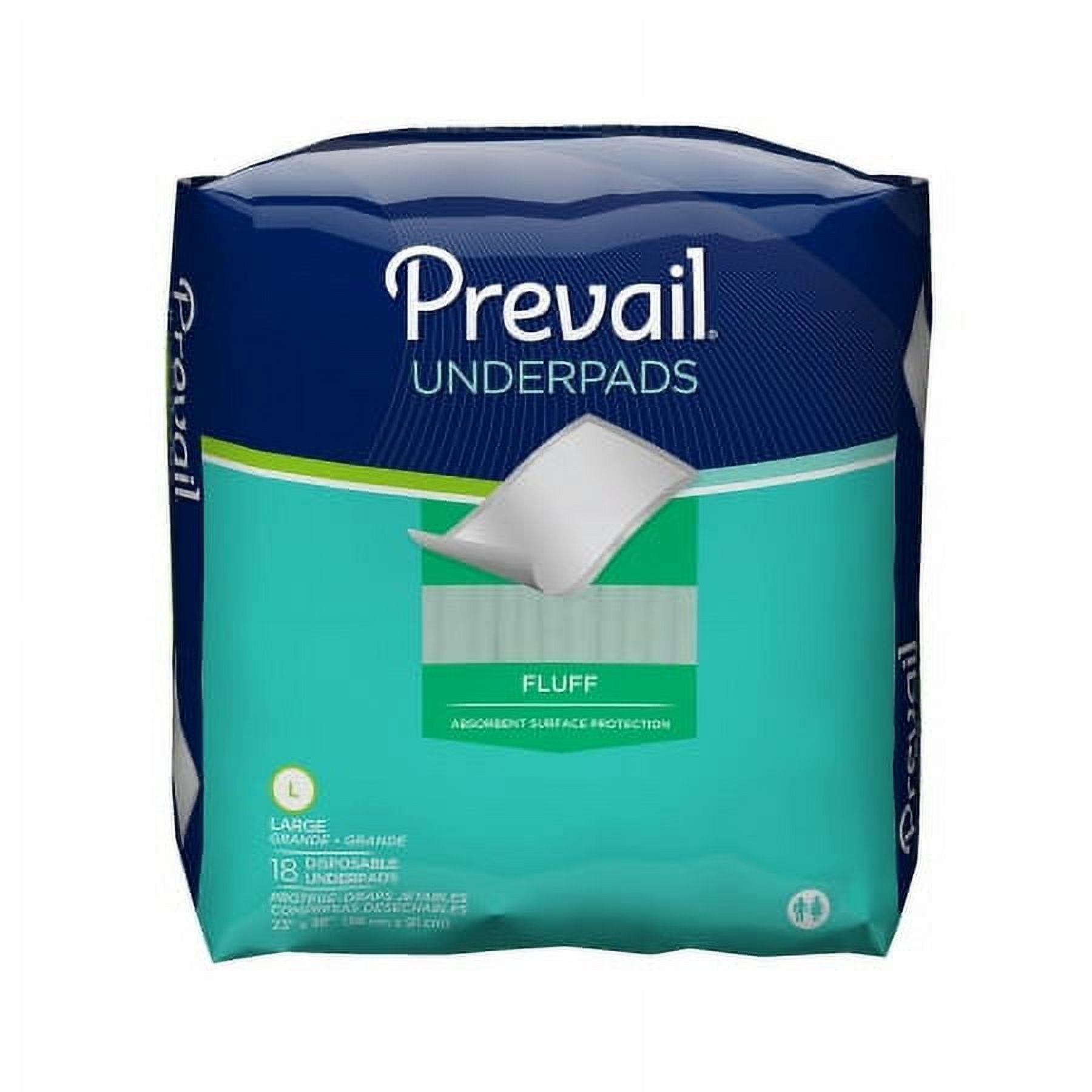 Prevail Disposable Underpad Fluff Moderate Absorbency 23 x 36 Inch, 4 ...