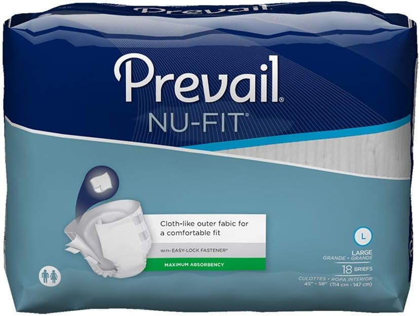 Prevail NU-FIT Adult Diaper Briefs, Maximum Absorbency, Large (45'-62 ...