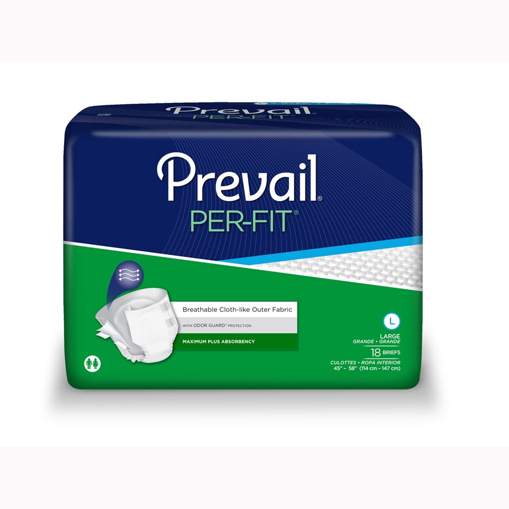 Prevail Per-Fit Adult Brief 45"-58" Large Disposable Maximum Plus ...