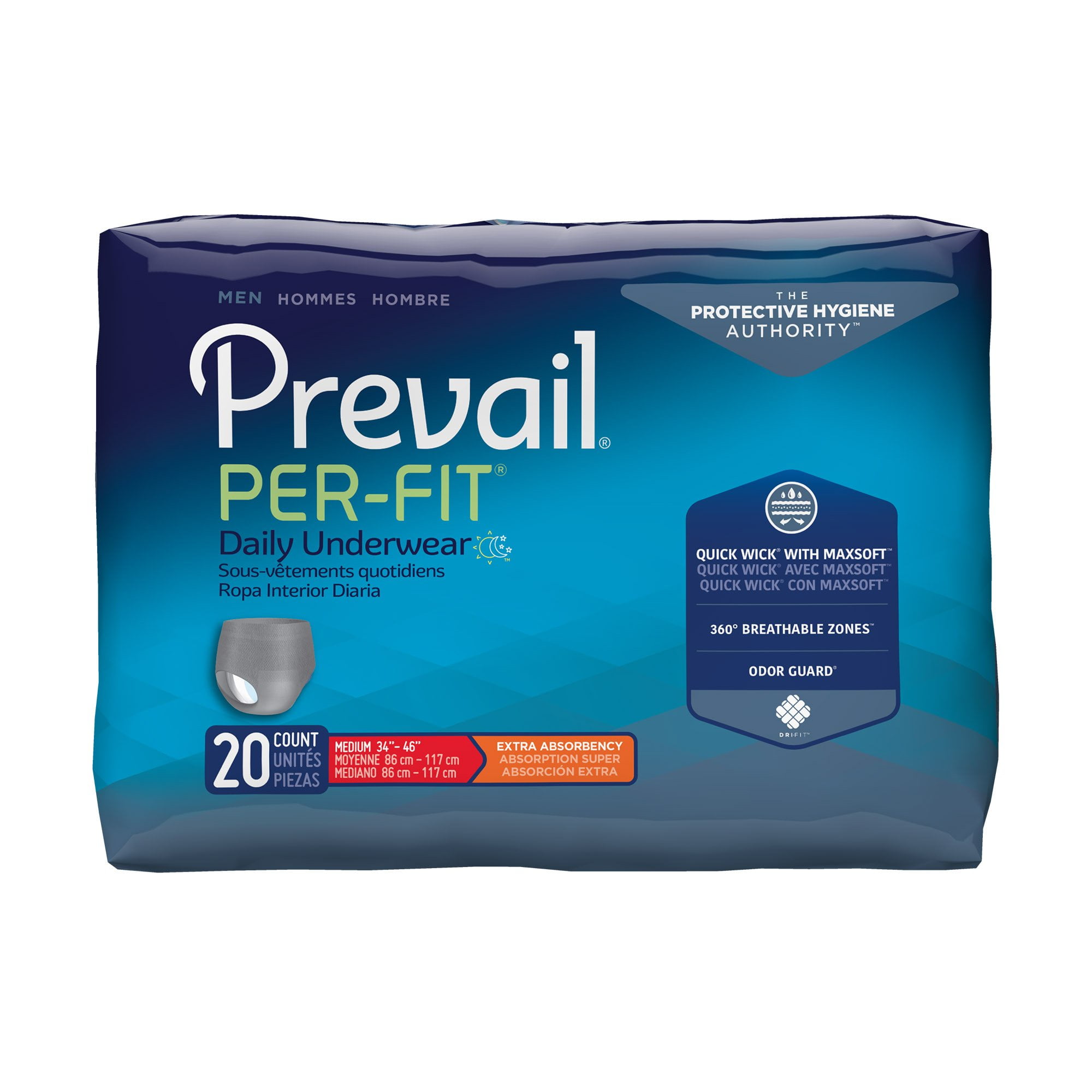 Prevail Per-Fit Men's Medium Disposable Underwear, Adult Incontinence ...