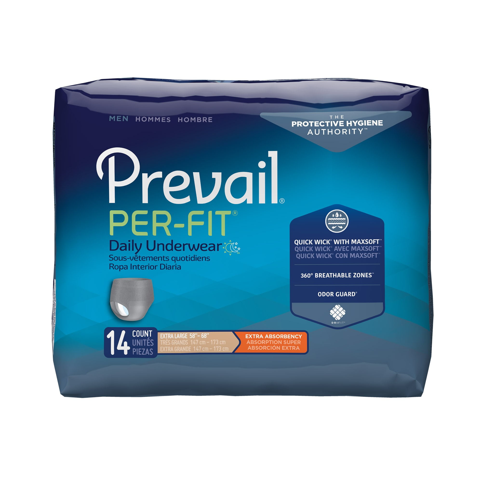 Prevail Per-Fit Men's Adult Incontinence Underwear, XL, Extra ...