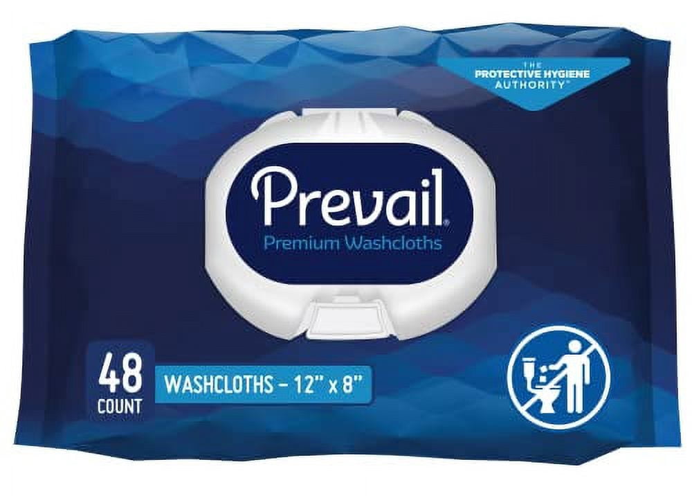 Prevail Personal Wipes, Vitamin E/Aloe, Disposable Bath Washcloths, 48 ...