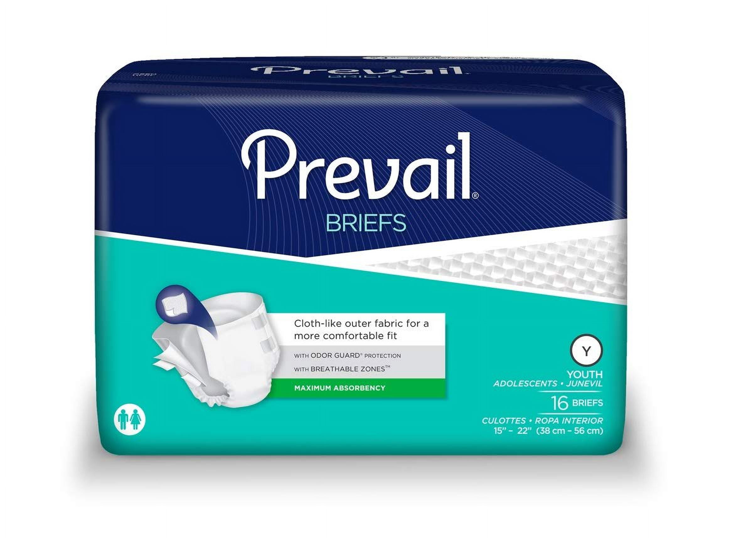 Prevail Small/Youth Specialty Size Daily Briefs, Size 15-22 IN - 96 ...