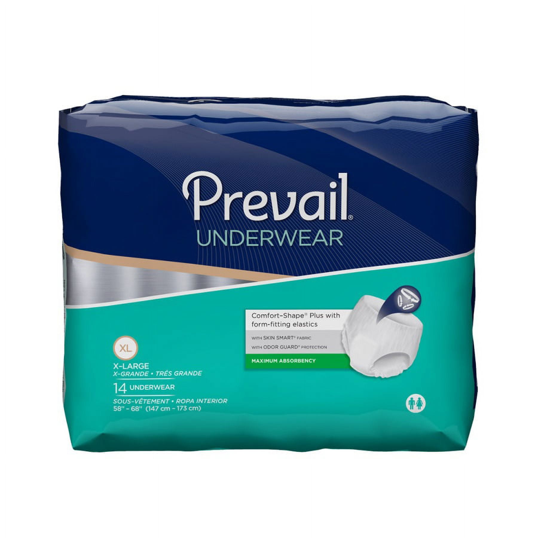 Prevail Super Plus Underwear ''X-Large, 58 - 68 , 56 Count'' 2 Pack ...