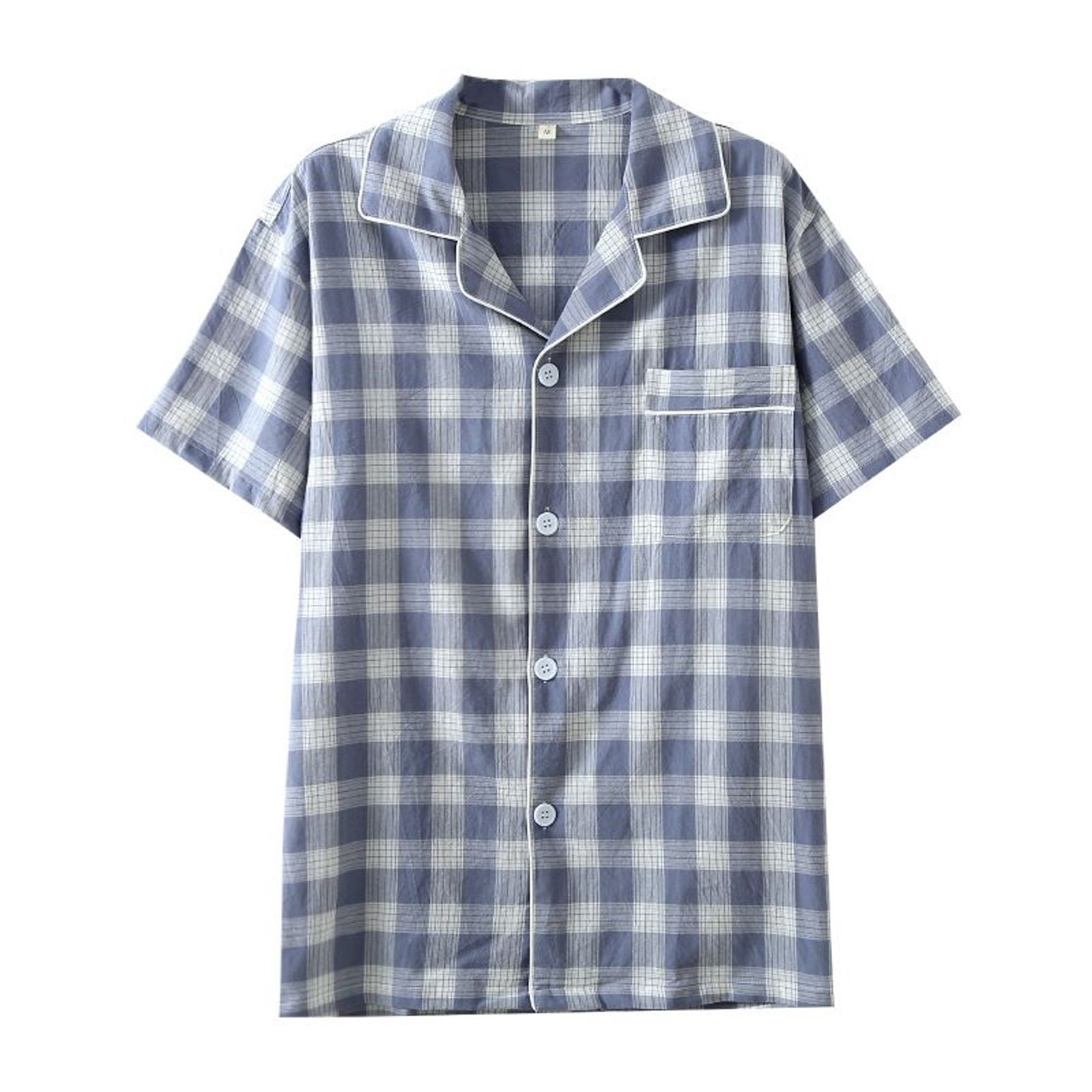Previn Men's Cotton Pajama Top Soft Sleepwear Short Sleeve V Neck ...