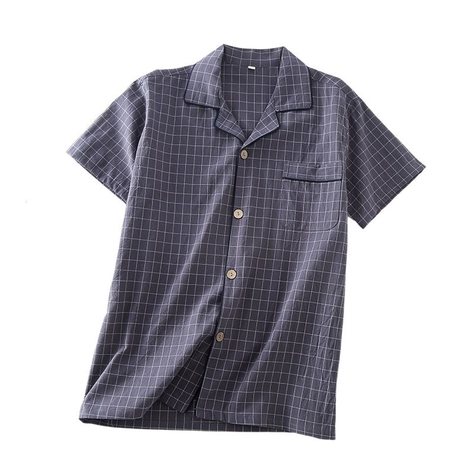 Previn Men's Cotton Pajama Top Soft Sleepwear Short Sleeve V Neck ...