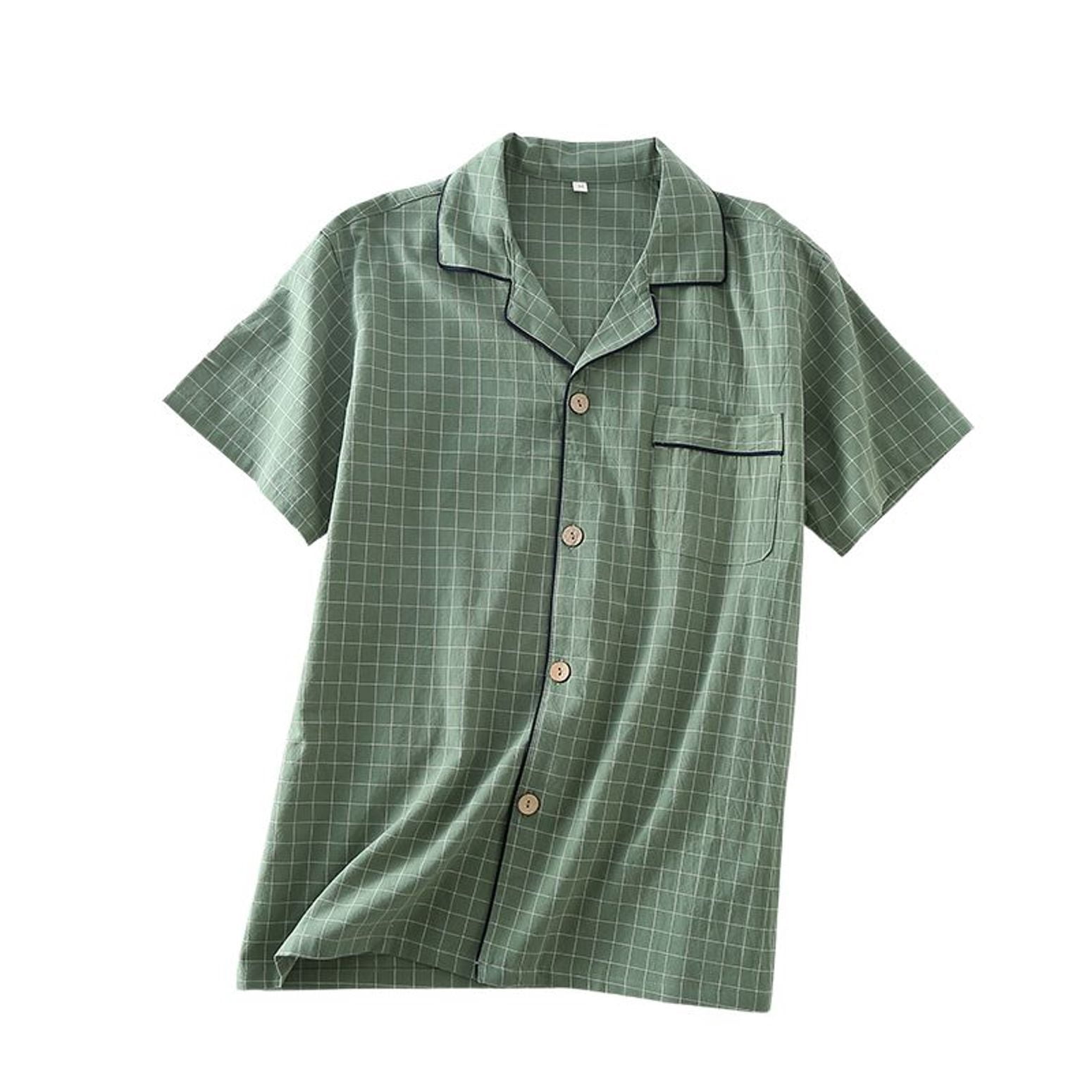 Previn Men's Cotton Pajama Top Soft Sleepwear Short Sleeve V Neck ...