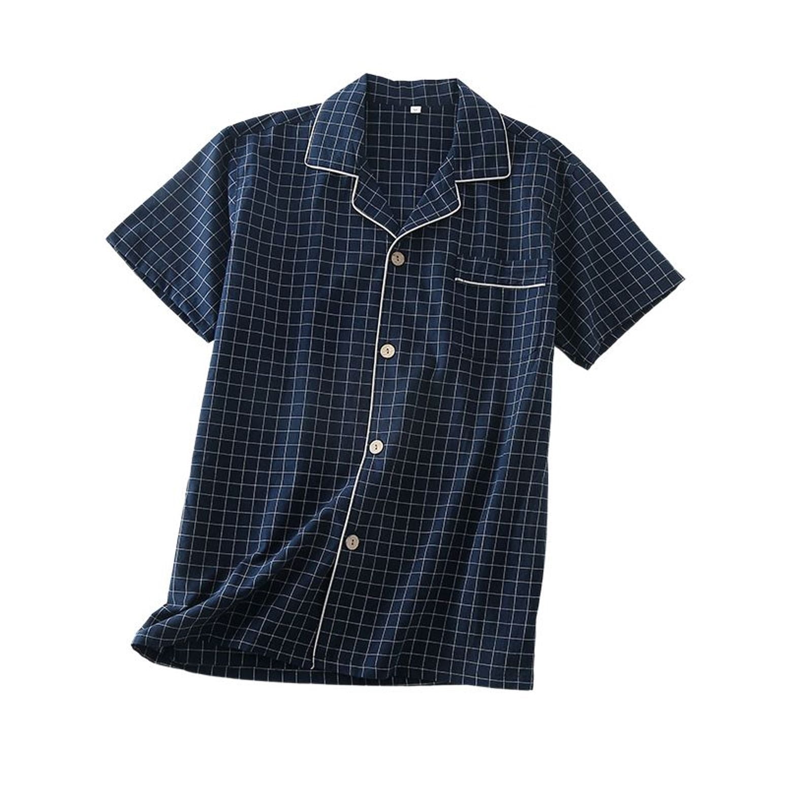 Previn Men's Cotton Pajama Top Soft Sleepwear Short Sleeve V Neck ...