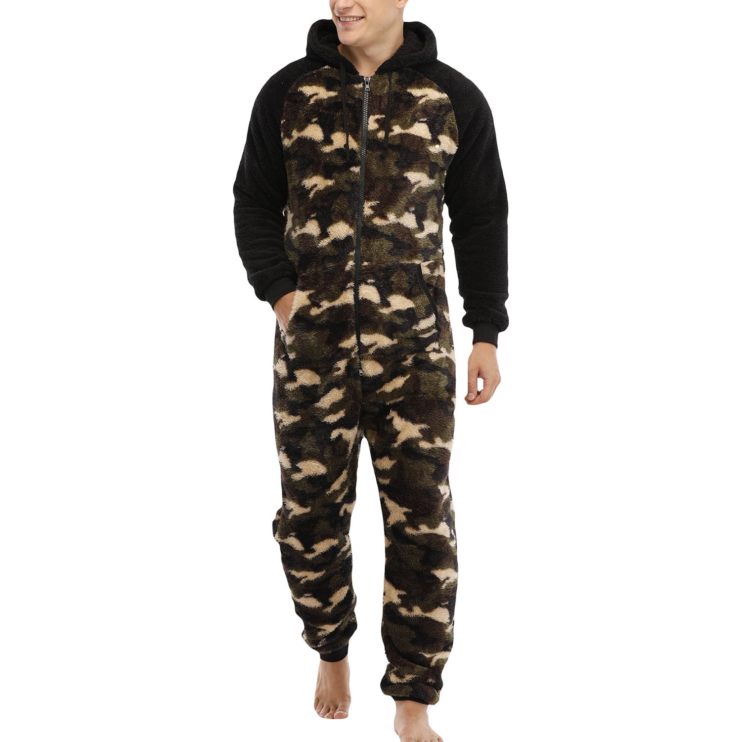 Previn Men's Hooded Onesie Pajamas Full Zipper Fall Winter Soft Lounge ...