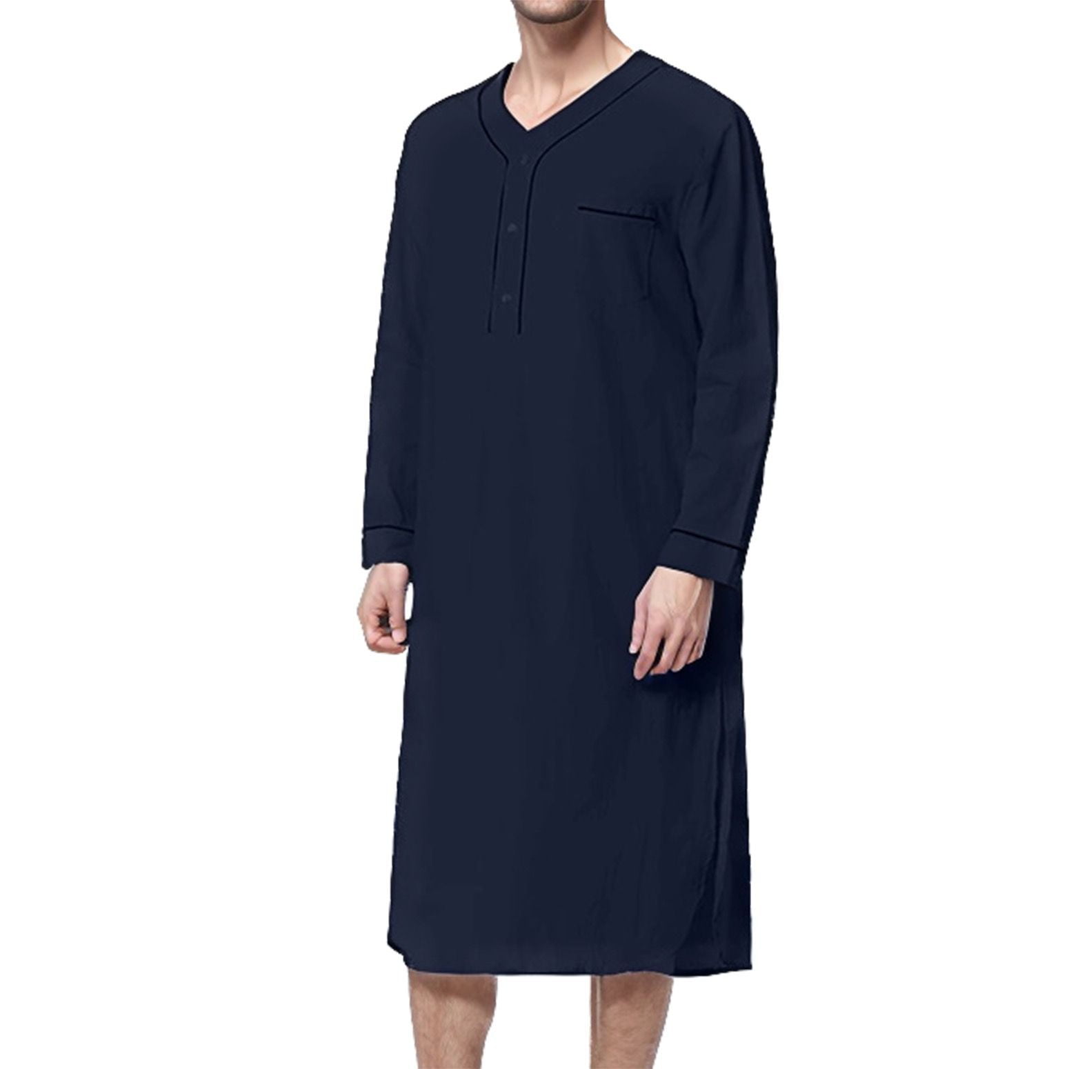 Previn Men's House Coat Long Sleeve Robe Cotton Long Housecoat Loose ...