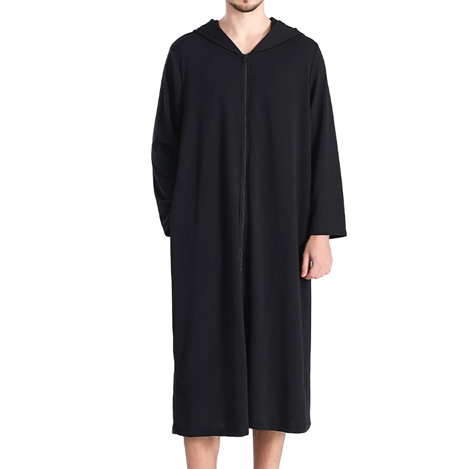 Previn Men's Housecoat Long Sleeve Robe Hooded Soft Zipper Zip Up V ...
