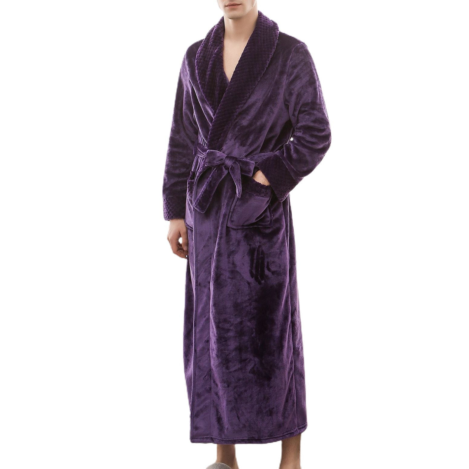Previn Men's Plush Robe Soft Long Sleeve Long Winter Warm Flannel Loose ...
