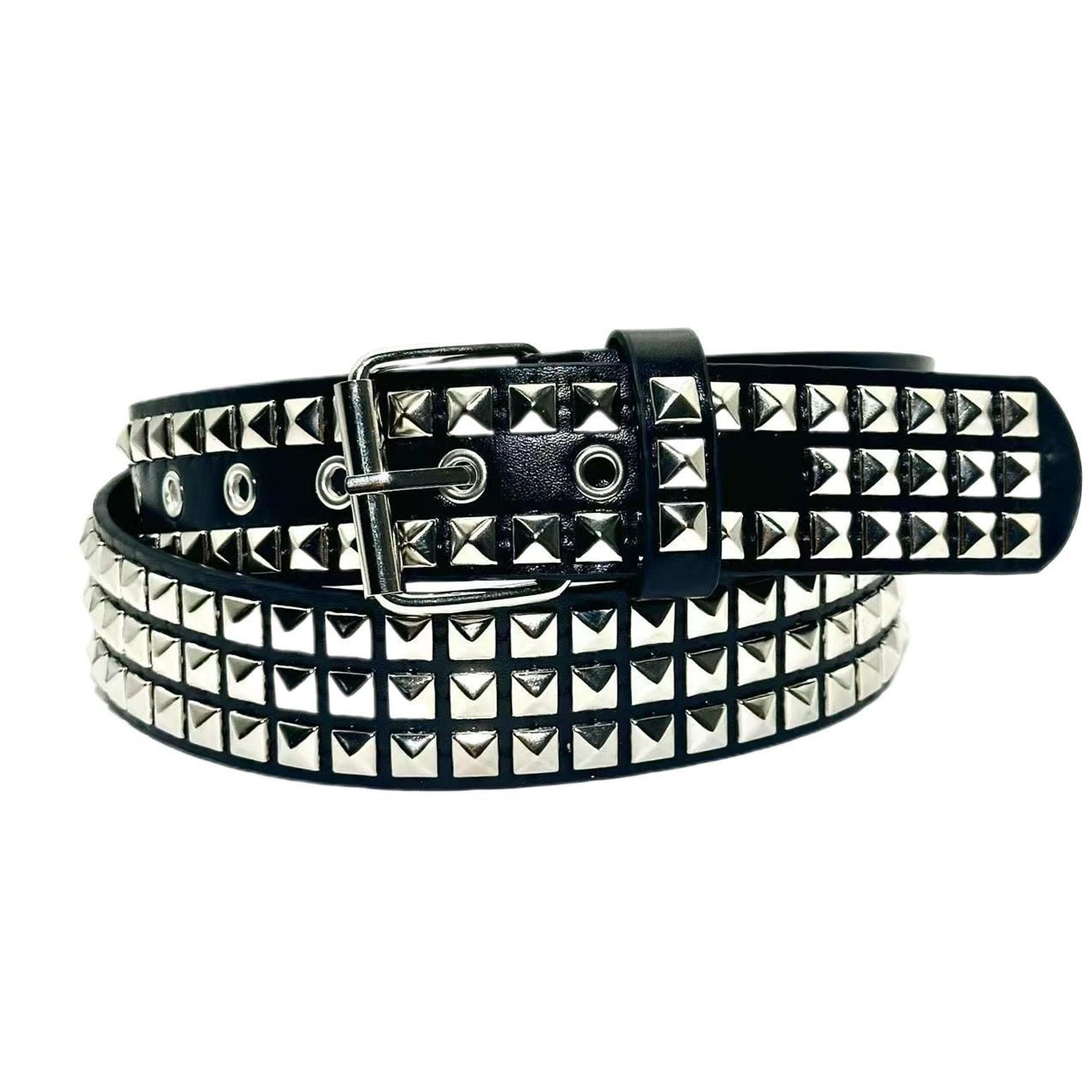 Previn Women's Basic Double Grommet Belt Biker Buckle 2025 Cool Rapper ...