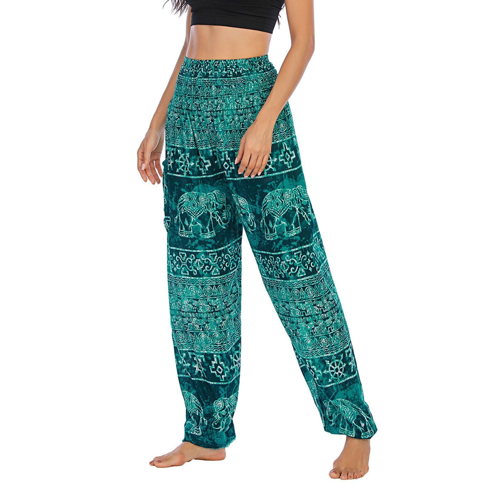 Previn Women's Boho Yoga Pants High Waisted Thai Indian Beach Soft ...