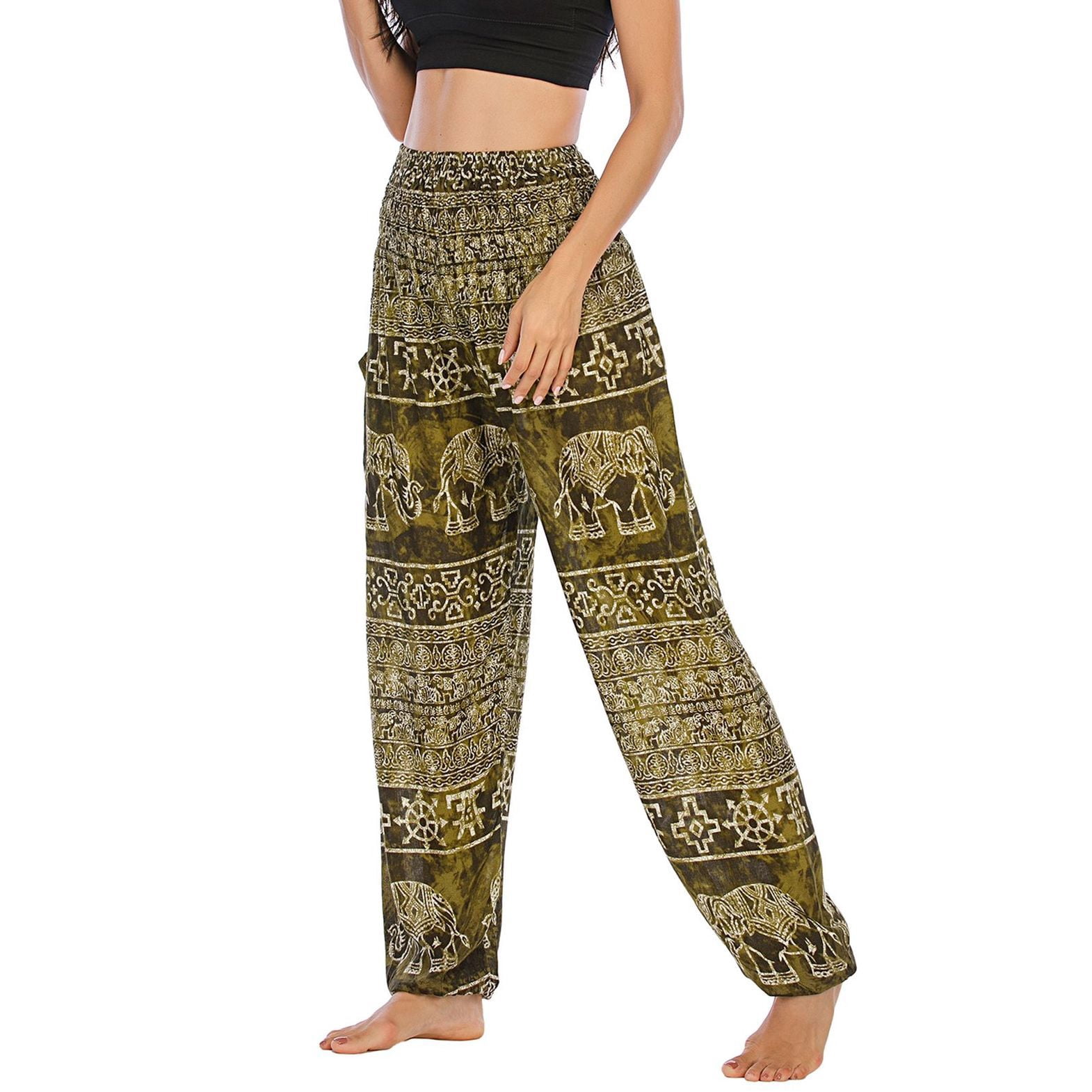 Previn Women's Boho Yoga Pants High Waisted Thai Indian Beach Soft ...