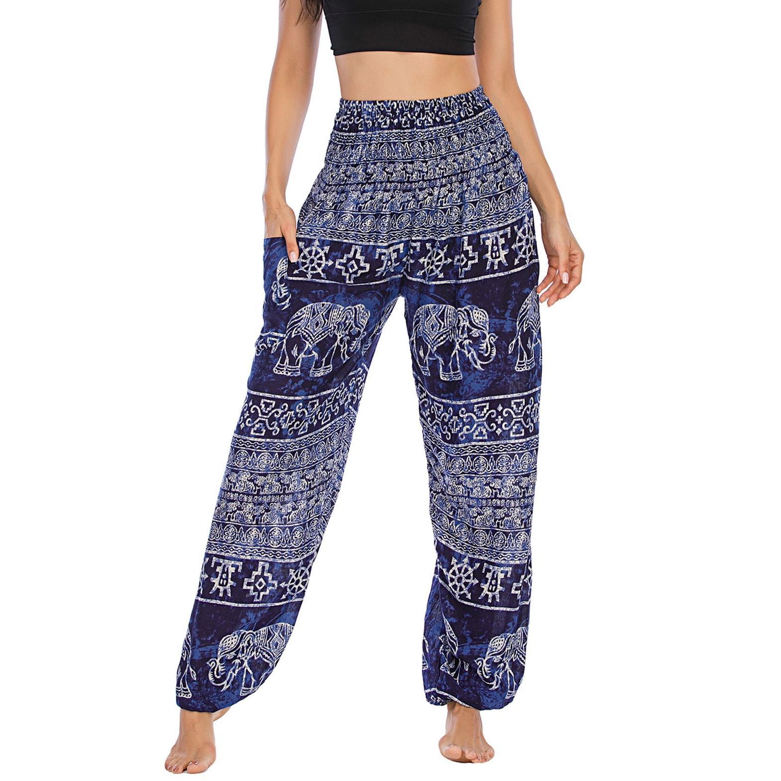 Previn Women's Boho Yoga Pants High Waisted Thai Indian Beach Soft ...