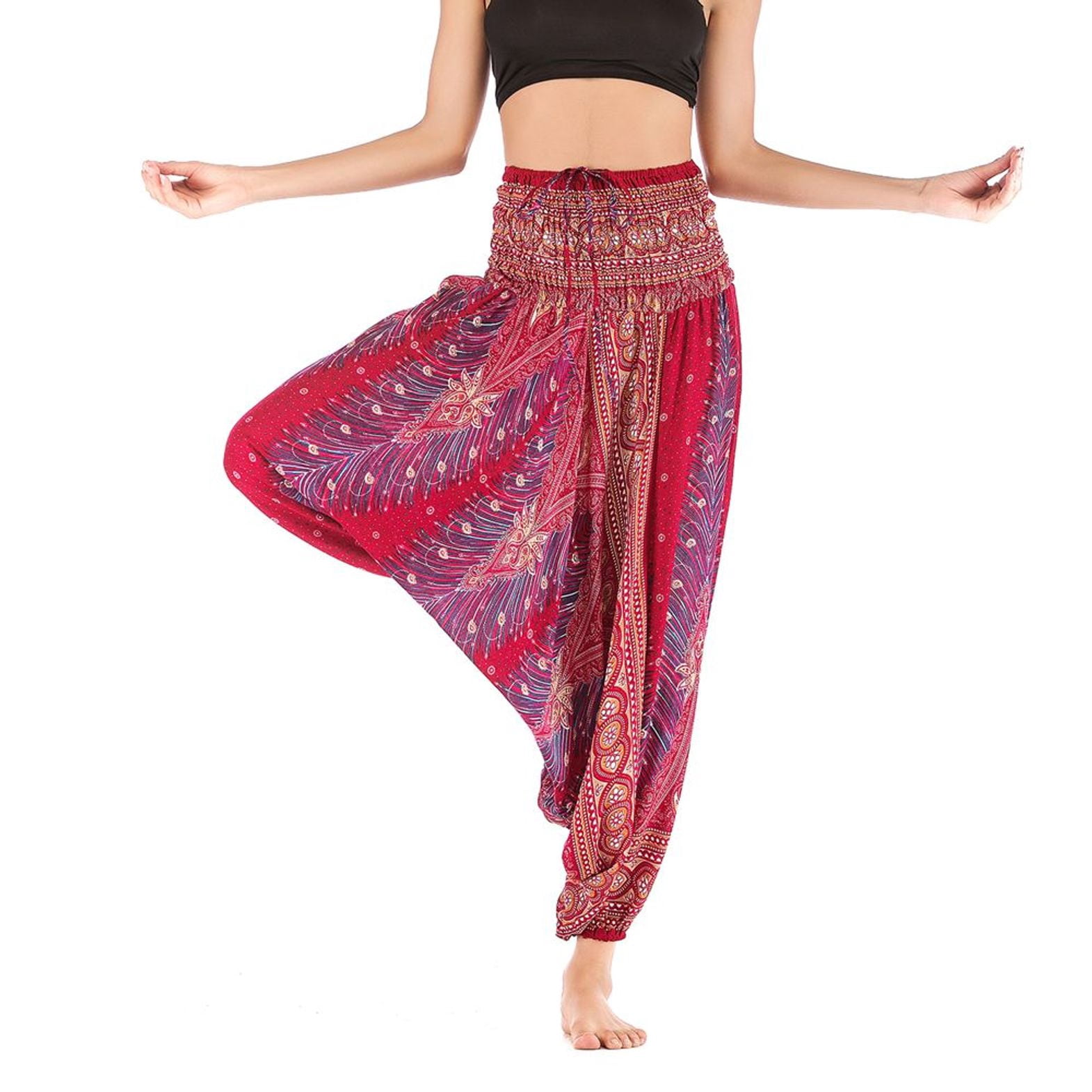Previn Women's Boho Yoga Pants Indian Soft Casual Thin Stretchy Baggy ...