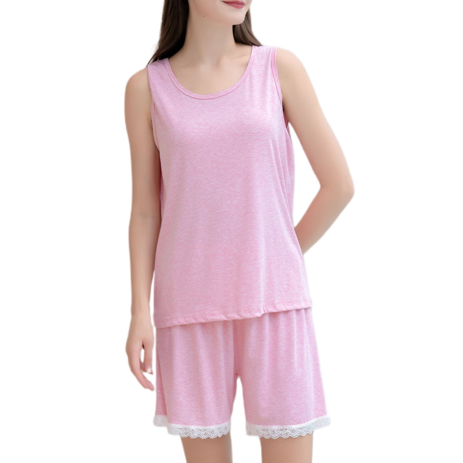 Previn Women's Cotton Pajama Set Soft Tank Shorts Set Summer Sleepwear ...
