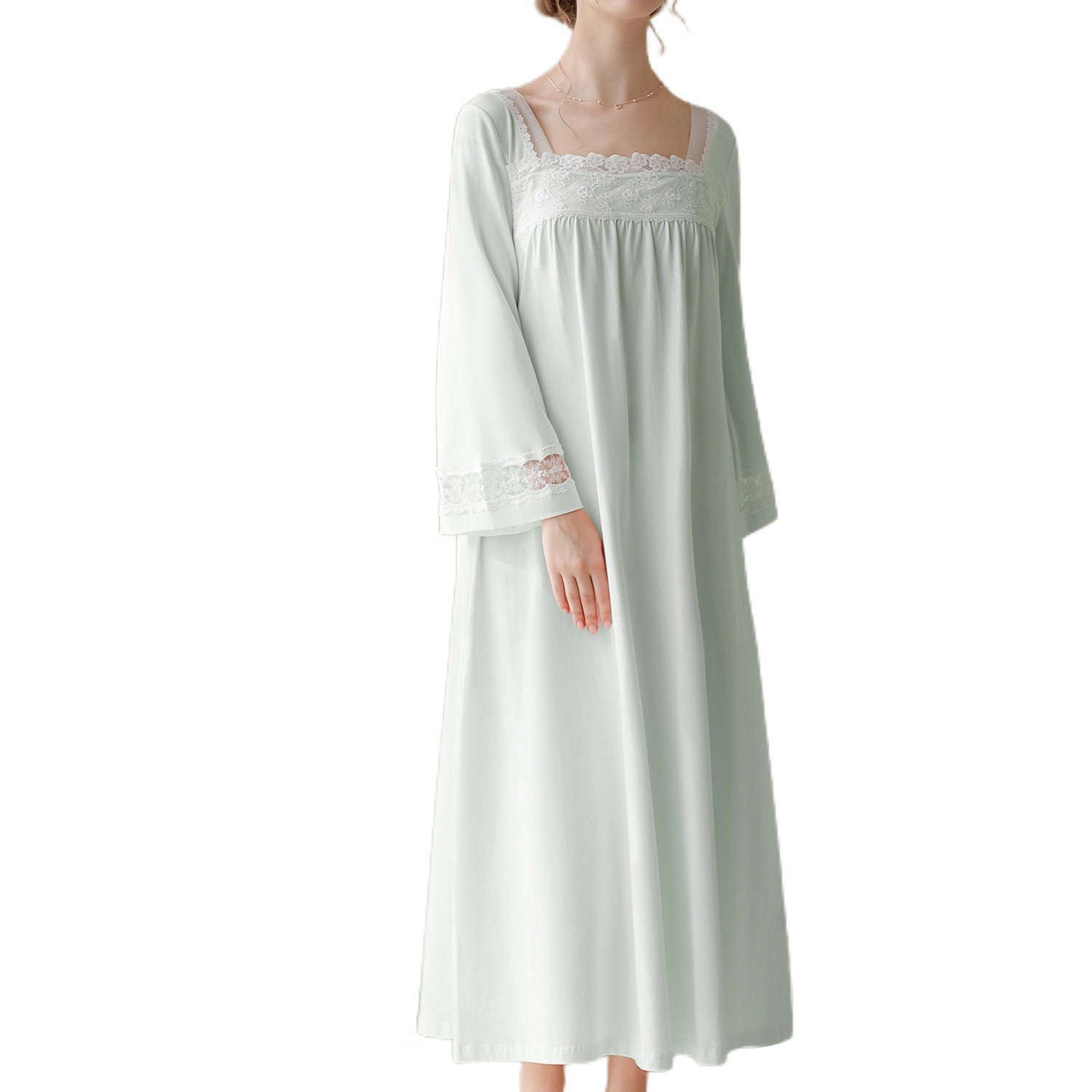 Previn Women's Cotton Victorian Nightgown Lace Sleep Shirt Soft Bell ...