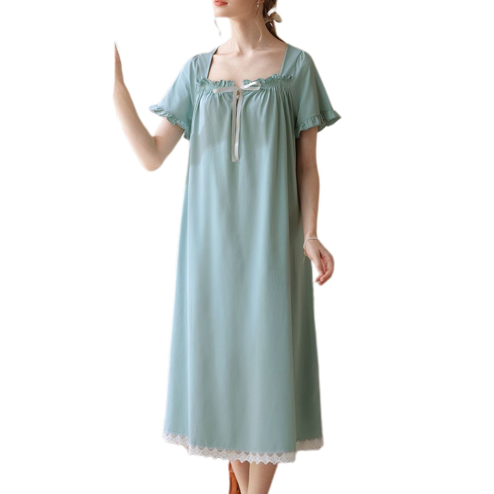 Previn Women's Cotton Victorian Nightgown Short Sleeve Cute Lace Soft ...