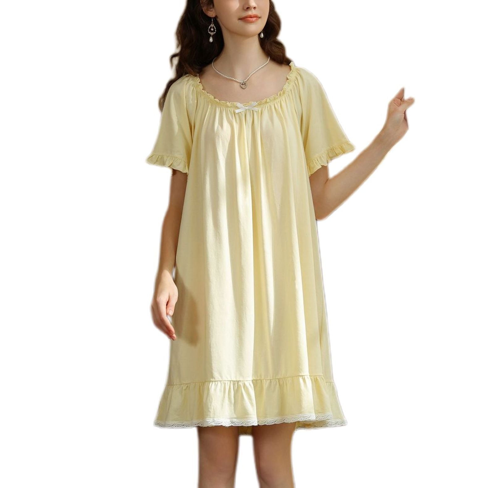 Previn Women's Cotton Victorian Nightgown Sleep Dress Short Sleeve ...