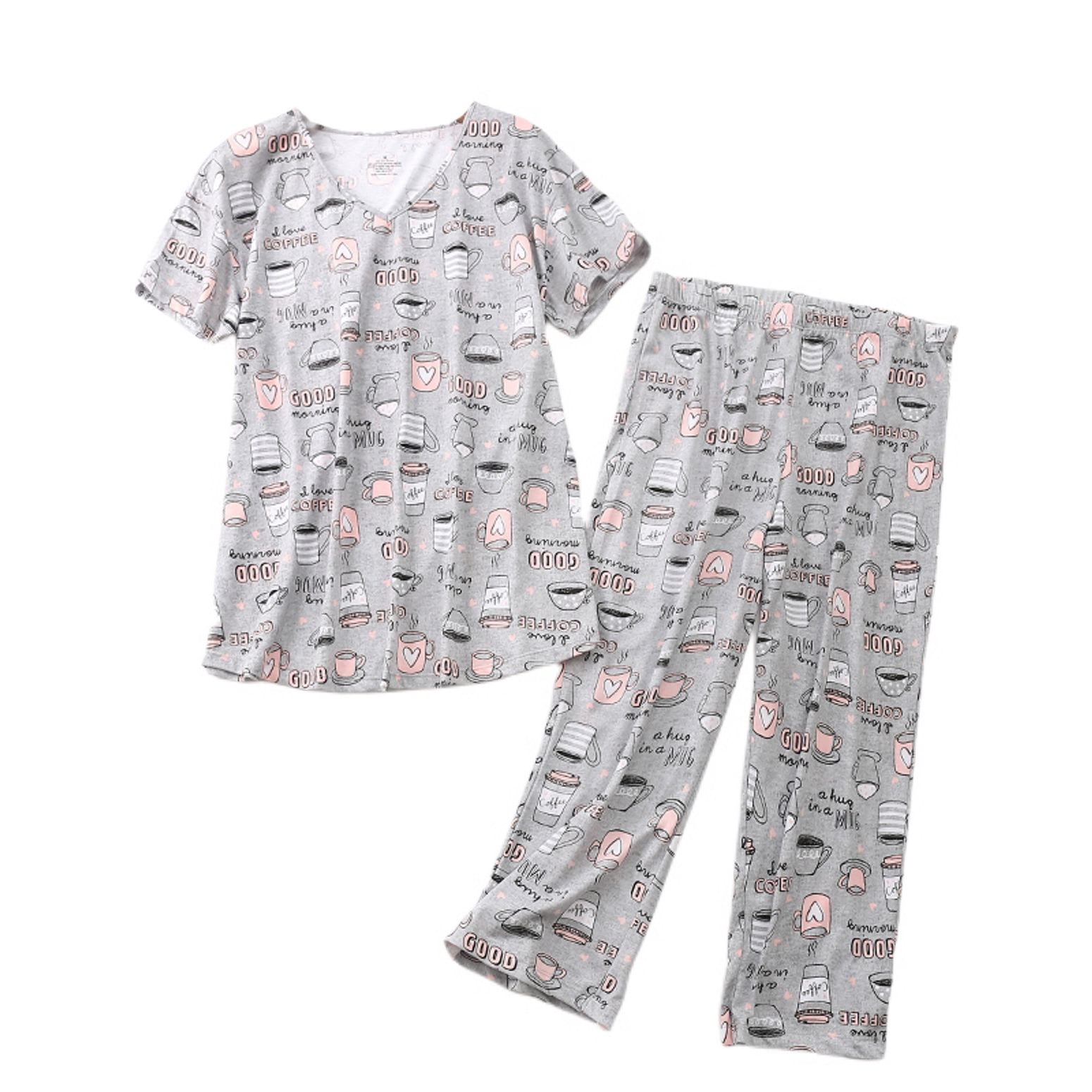 Previn Women's Cute Capri Pajama Set Cotton Cartton Printed Pjs Short ...